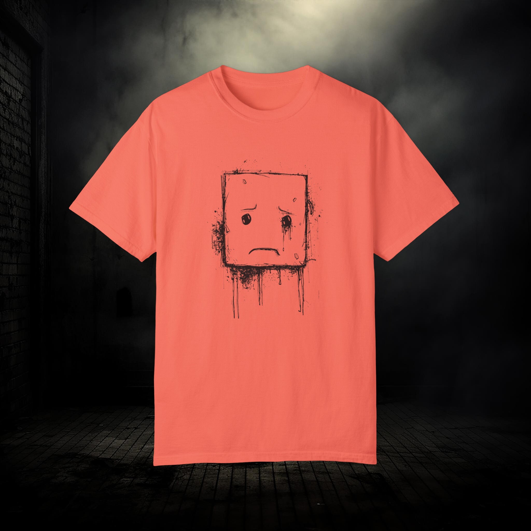 Emotional Square Shirt, Cool Grunge Top, Sad Face T-shirt, Punk ...