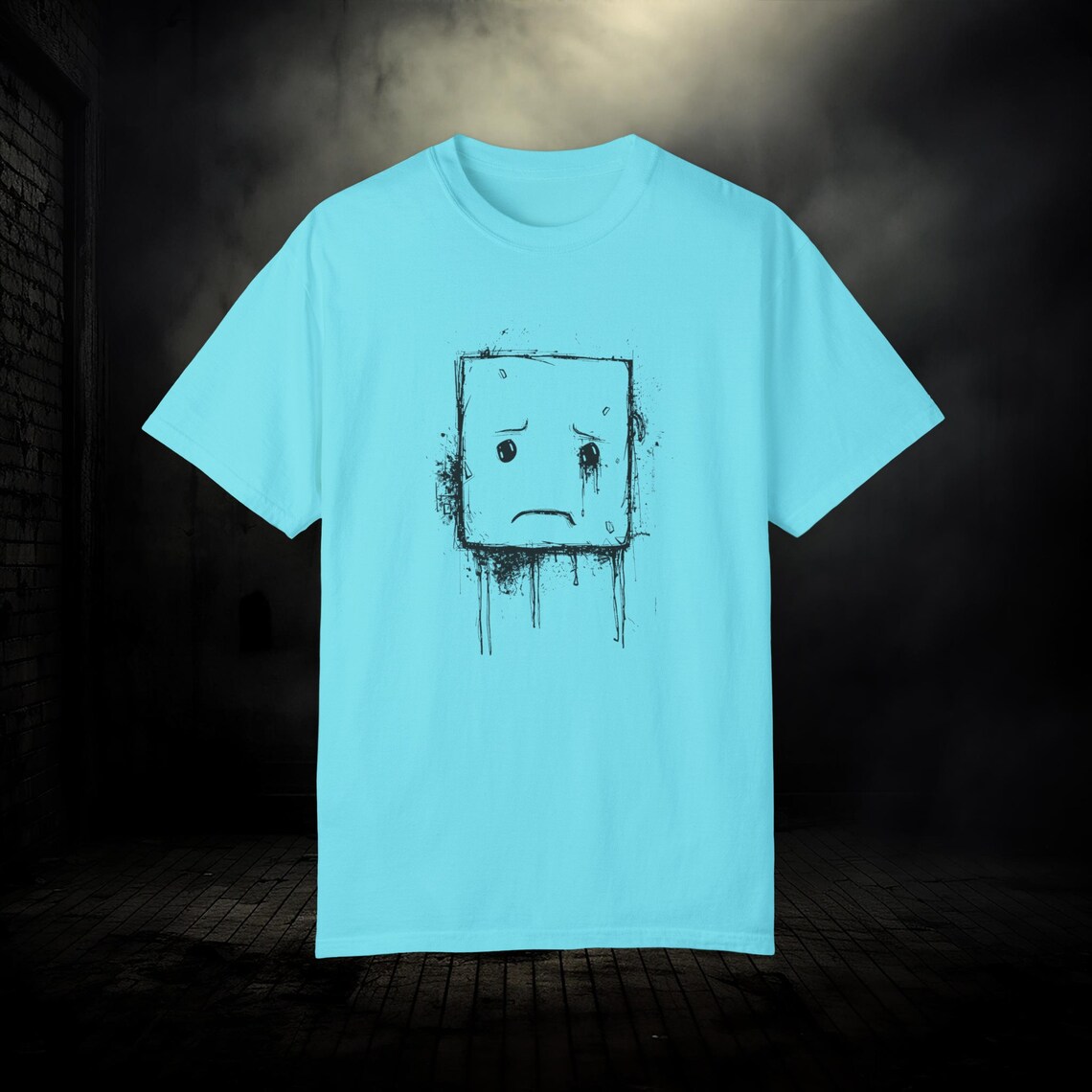 Emotional Square Shirt, Cool Grunge Top, Sad Face T-shirt, Punk ...