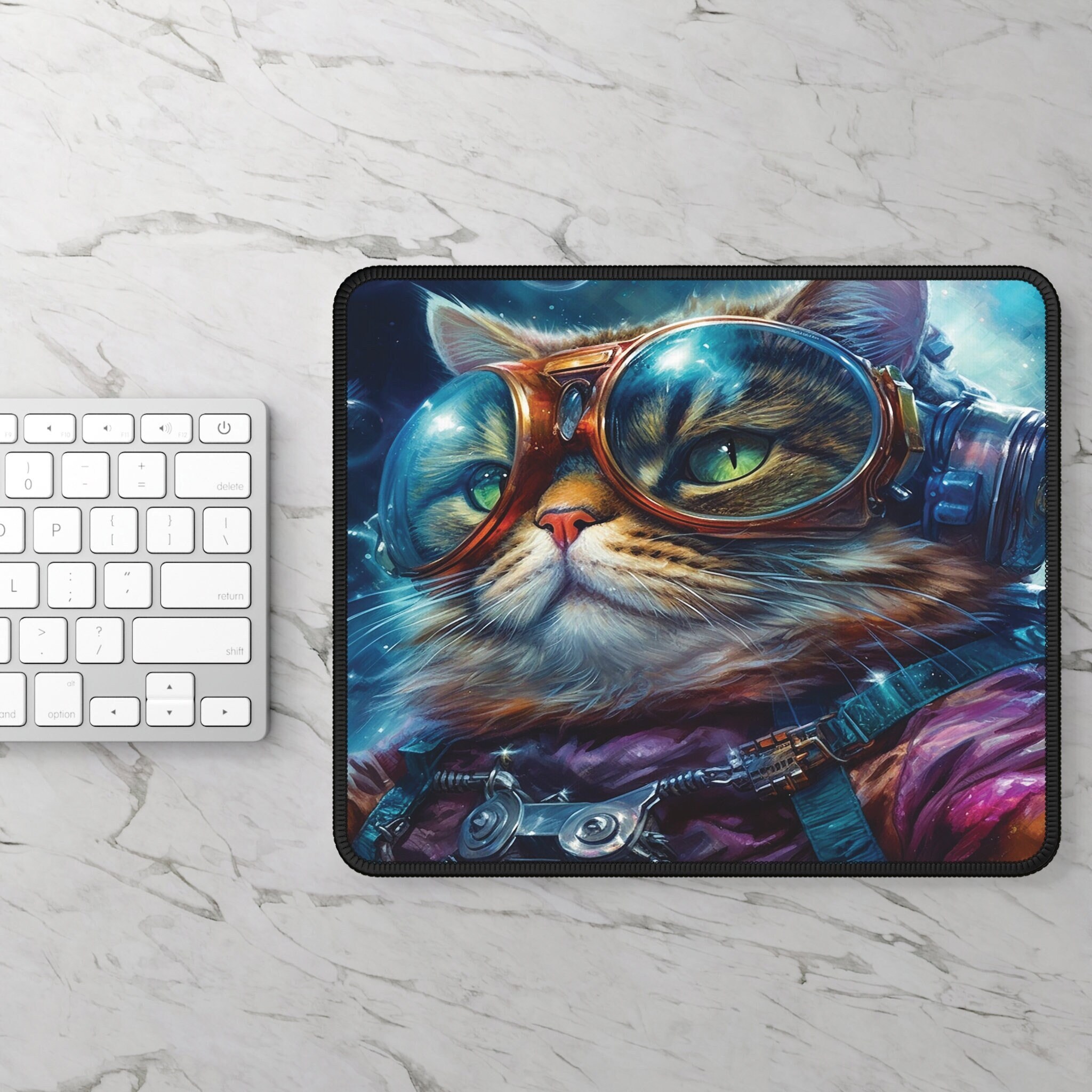 Steampunk Cat Mousepad Cool Animal Desk Decor, Fun Gift for Cat Nerd - Etsy