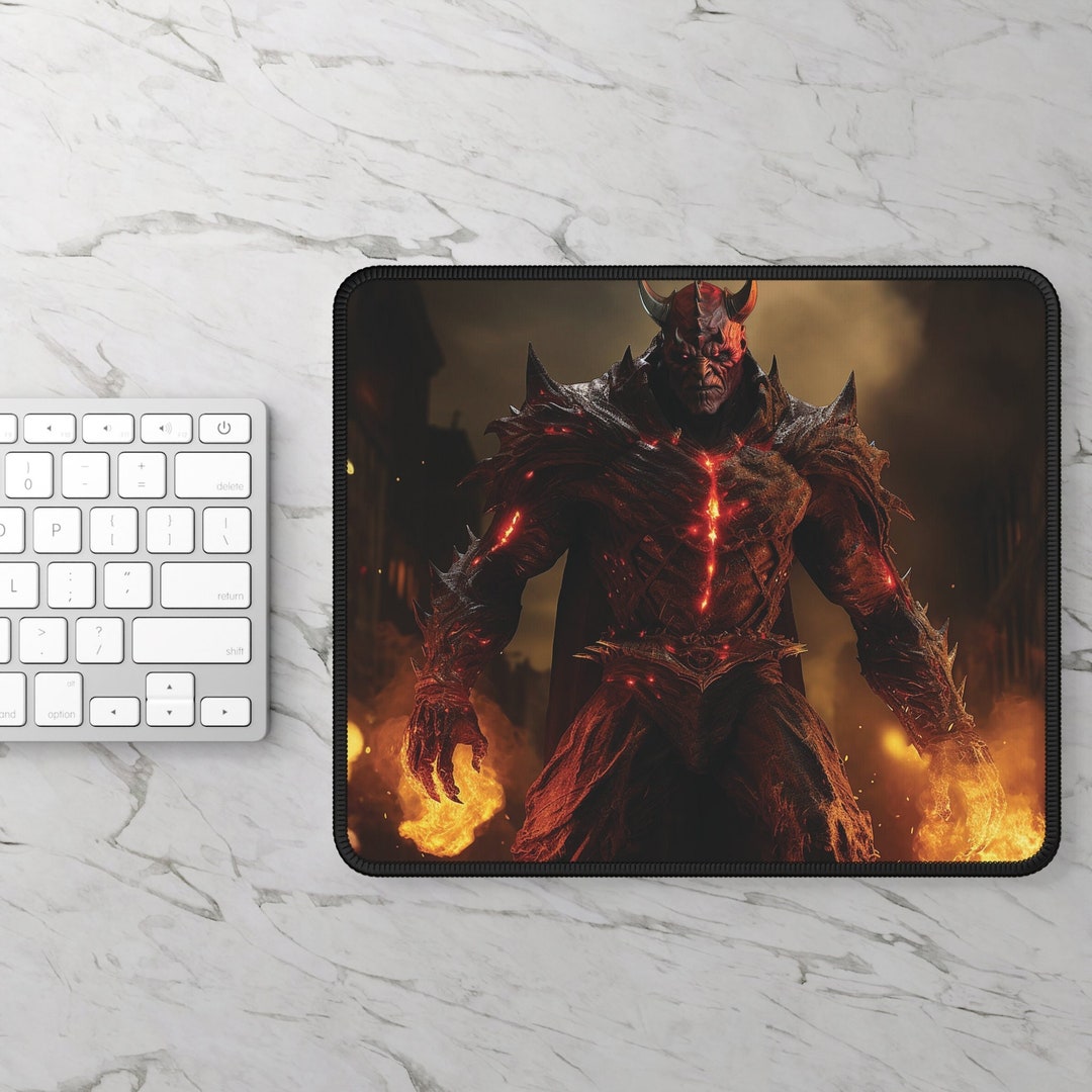 Demonic Desk Mat, Fire Demon Mousepad, Sci-fi Computer Desk Accessories ...