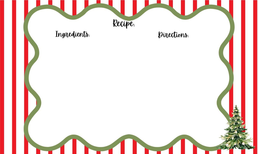 Editable Christmas Recipe Card - Etsy