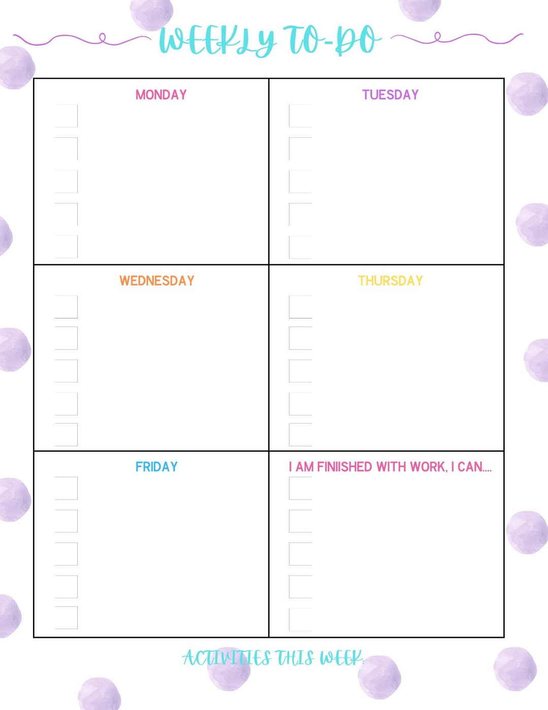 Homeschool Weekly Checklist - Etsy