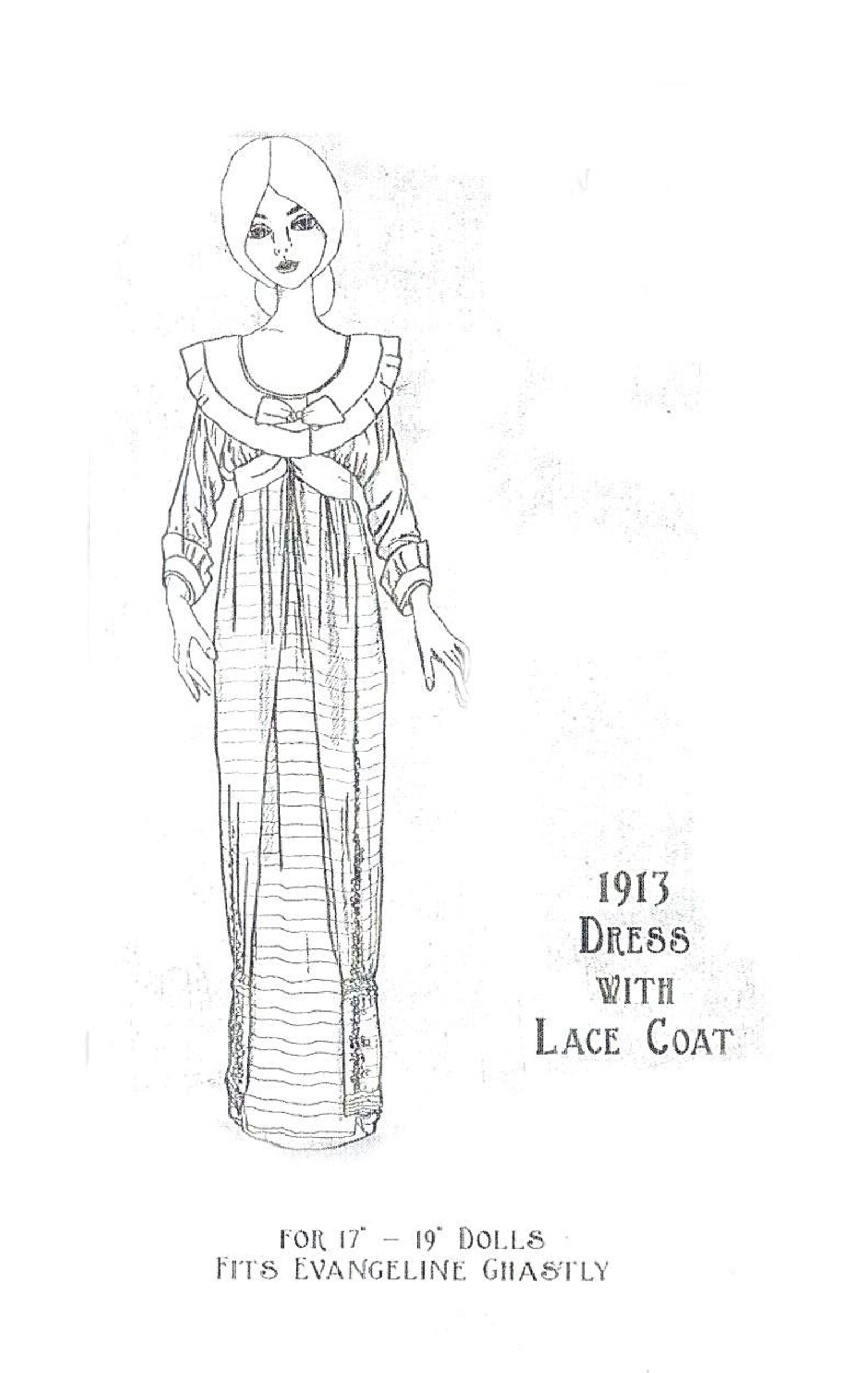 1913 Fashion Doll Dress, Lace Coat Pattern (PDF) - Etsy