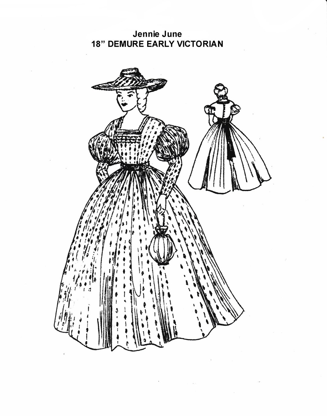Demure Early Victoriangown Pattern 18 Inch Jenny June PDF - Etsy