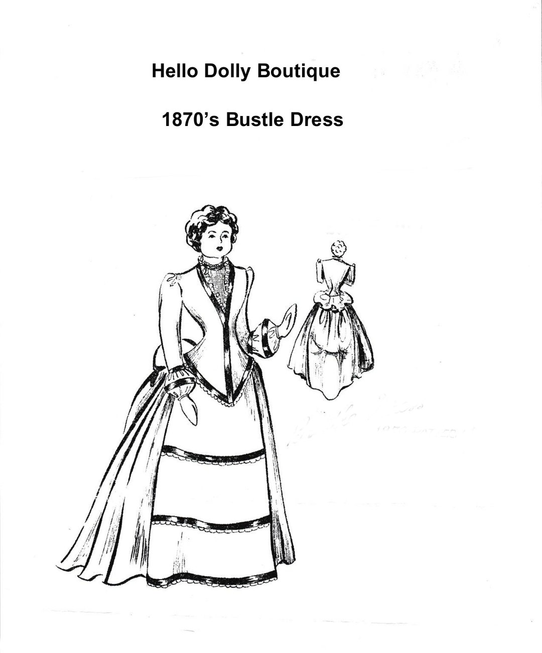 1870's Bustle Dress Pattern for 20 Inch Jenny June 1940's PDF - Etsy