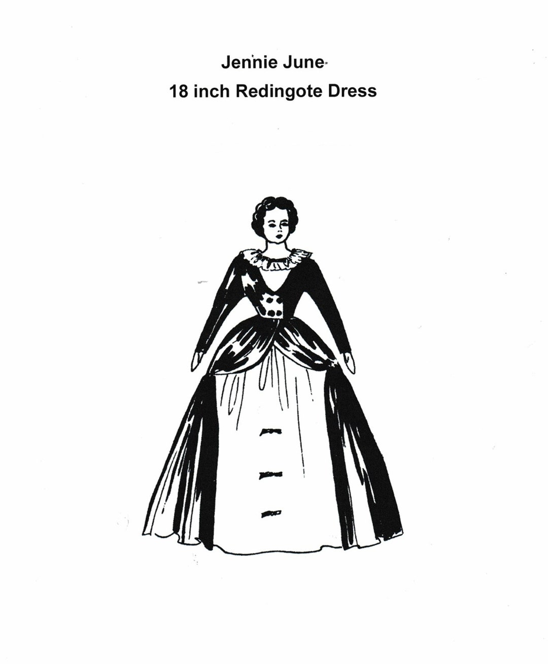 Redingote Dress Pattern for 18 Inch Jenny June 1940's PDF - Etsy