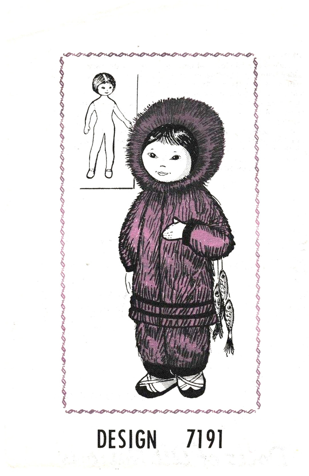Design Pattern #7191 18" Cloth Doll Eskimo Doll PDF - Etsy