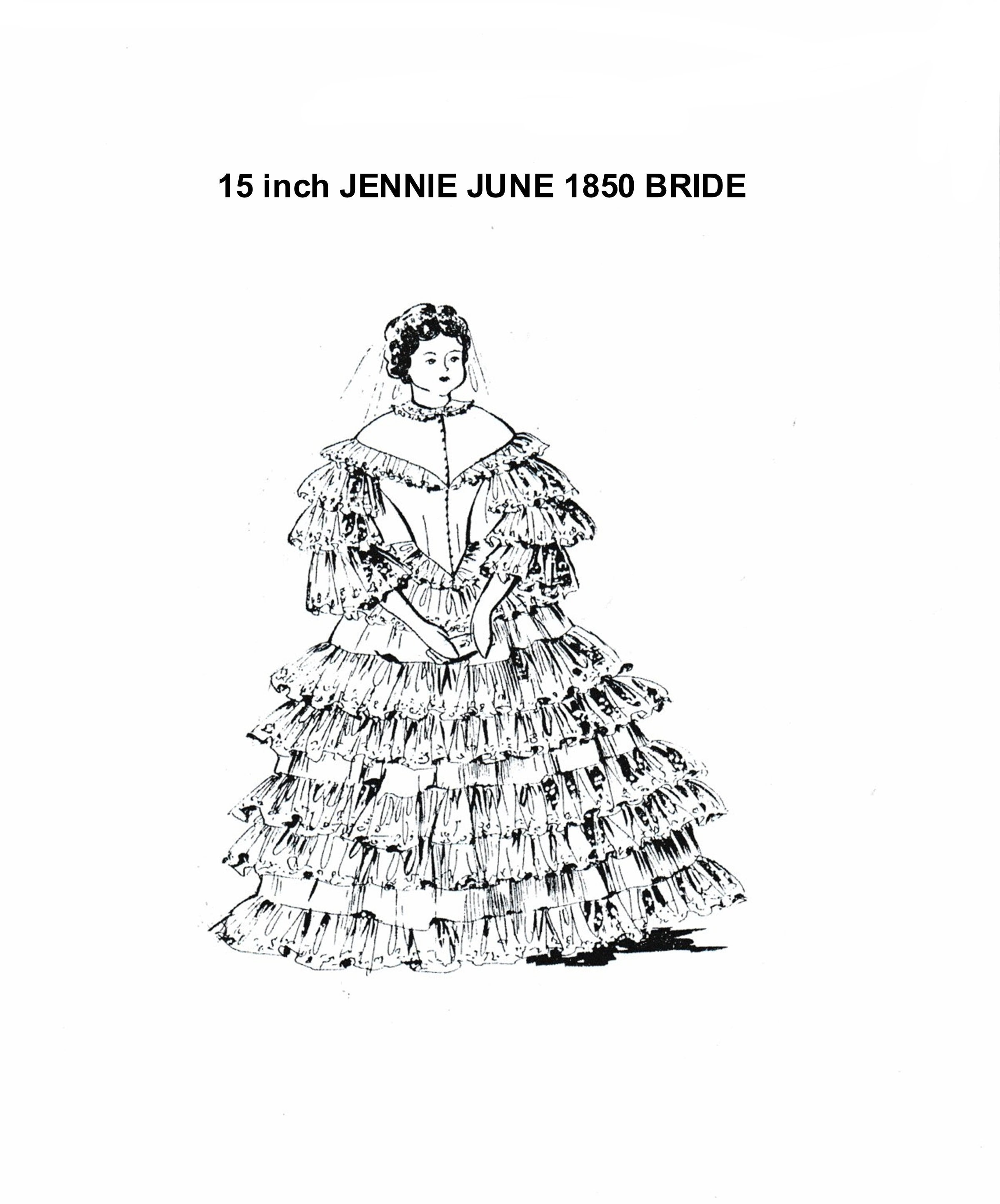 1850 Bride Gown Pattern for 15 Inch Jenny June 1940's PDF - Etsy