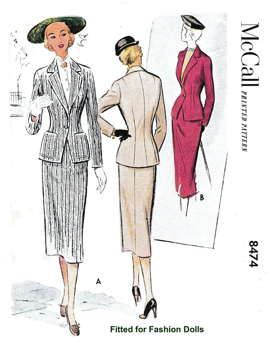 Cissy Doll Pattern Reproduction Mccall 8474 Two Piece Suit to Fit 20-21 ...