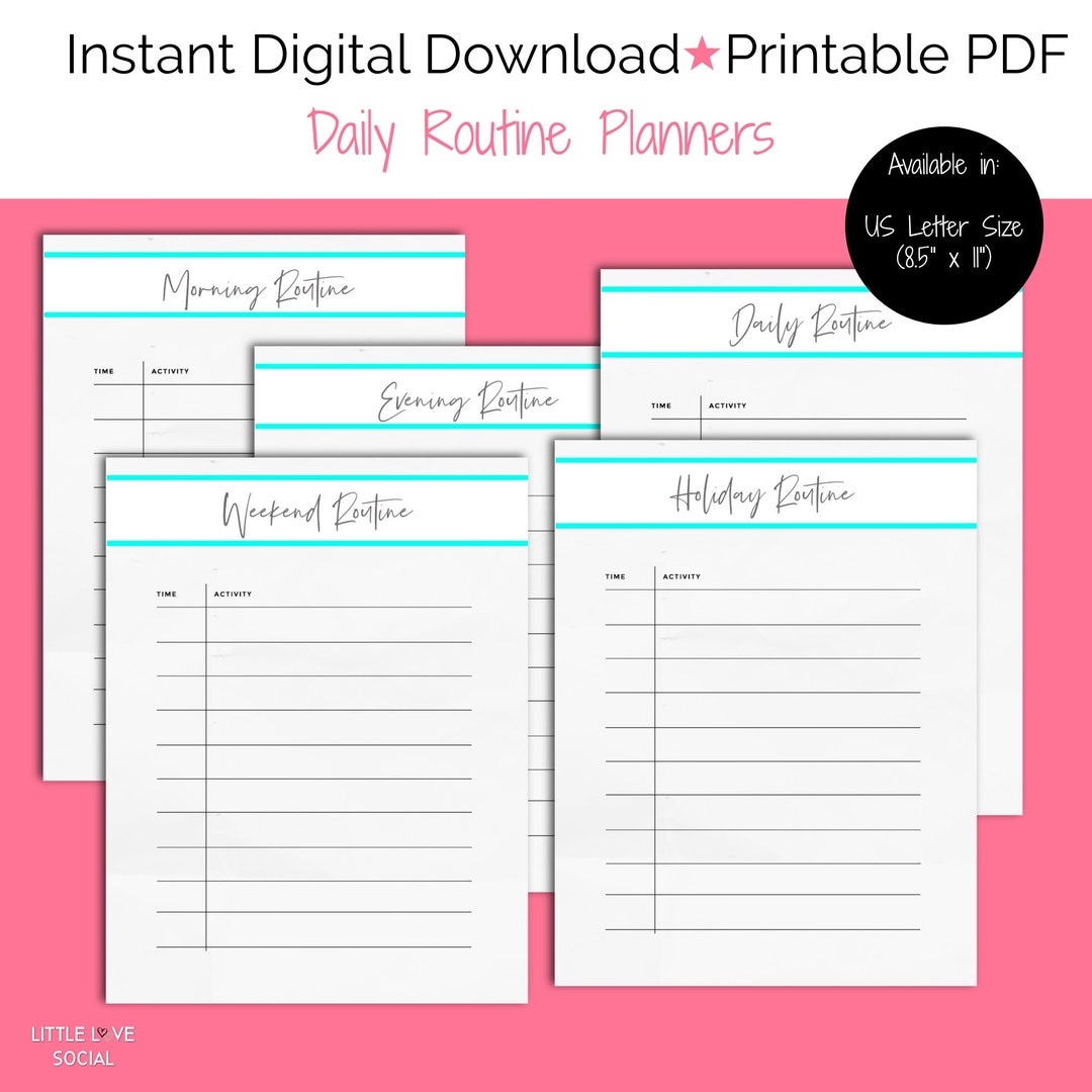 Daily Routine Planners | Printables | Instant Digital Download ...
