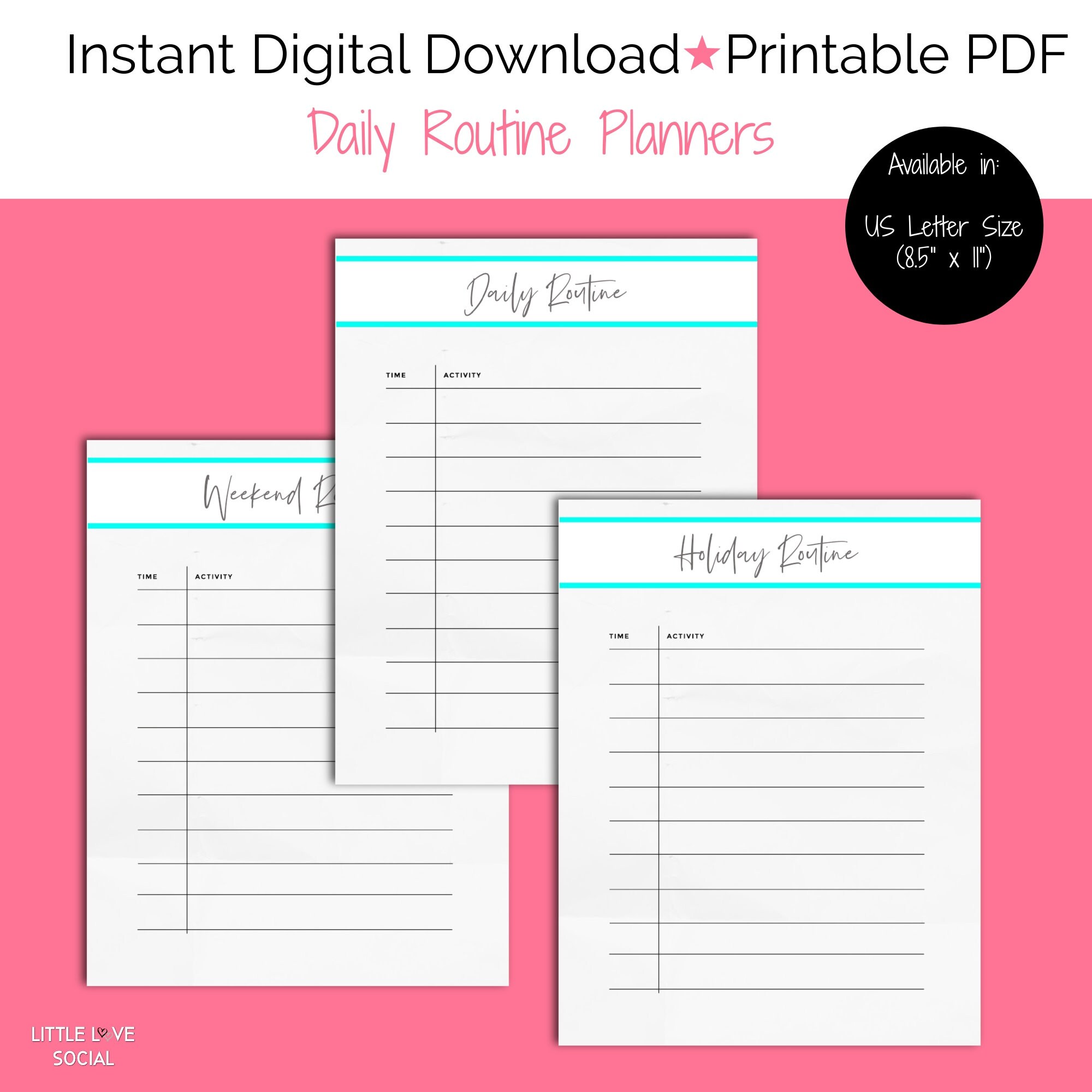 Daily Routine Planners Printables Instant Digital Download Organization ...