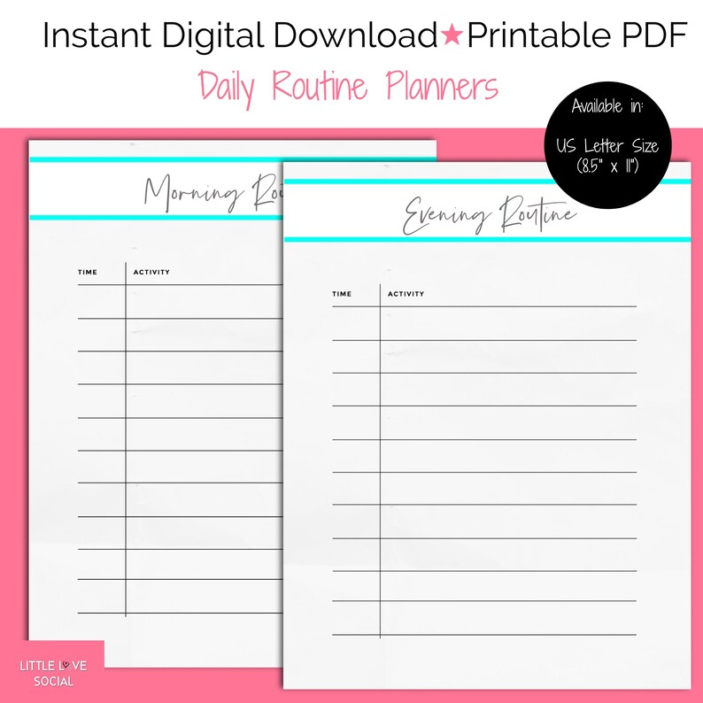 Daily Routine Planners Printables Instant Digital Download Organization ...
