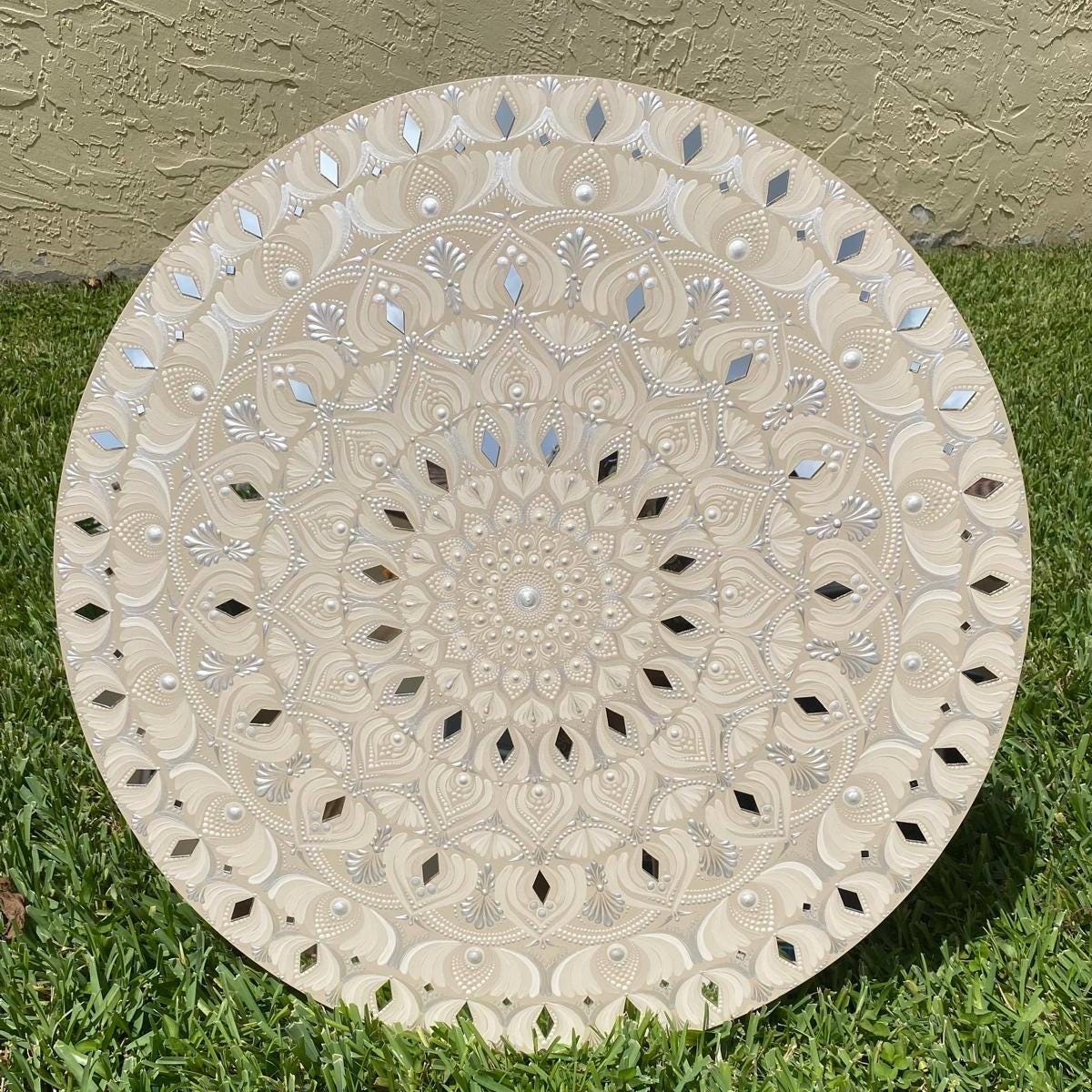 Hand-painted Mandala Wood Wall Decor With Mirrors - 26 Inch - Etsy