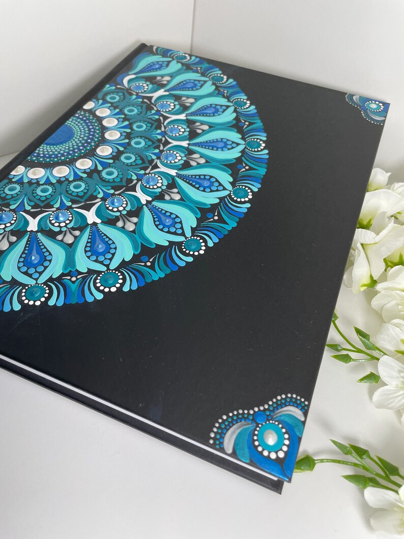 Hand-painted Mandala Journal-hardcover Ruled Notebook-diary Dot Art ...