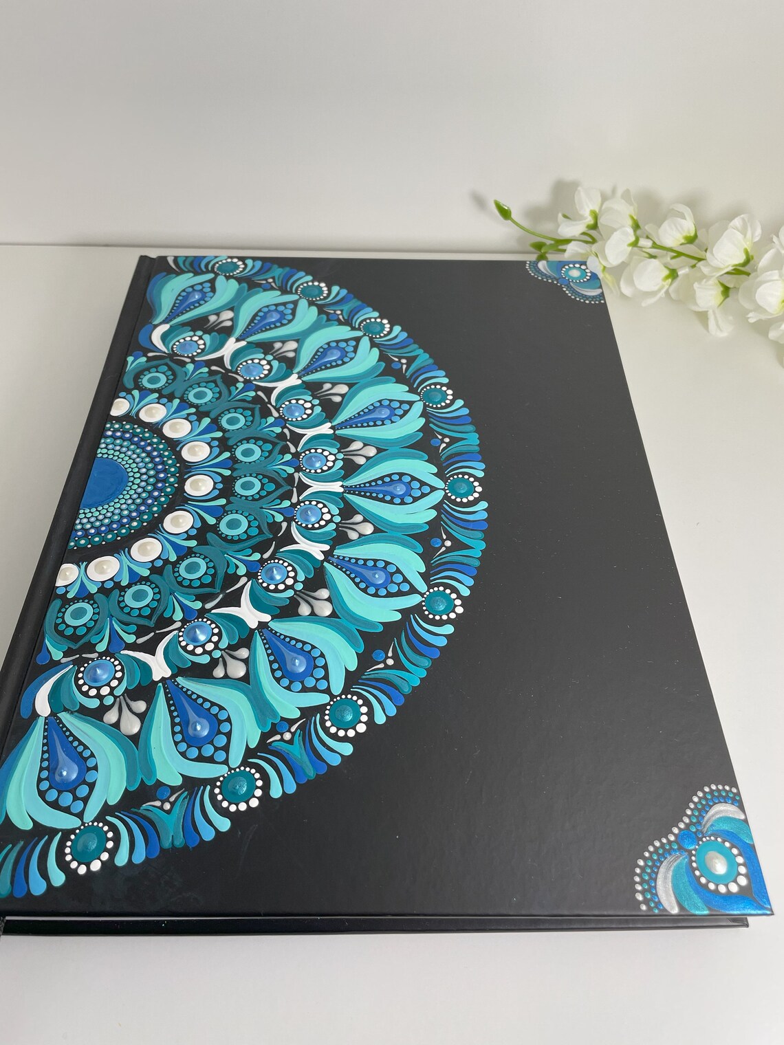 Hand-painted Mandala Journal-hardcover Ruled Notebook-diary Dot Art ...