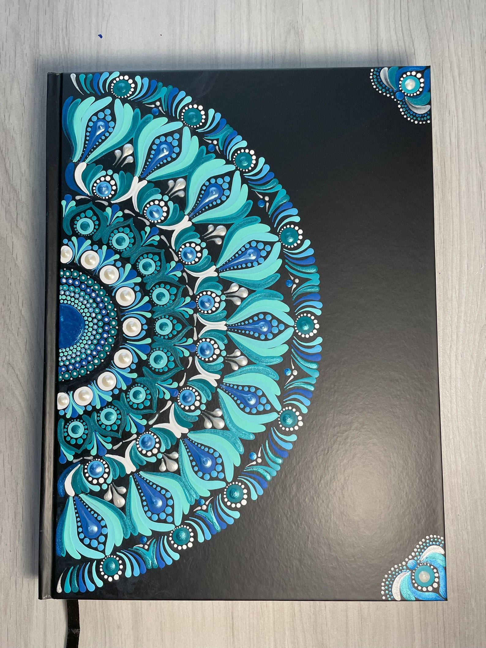 Hand-painted Mandala Journal-hardcover Ruled Notebook-diary Dot Art ...