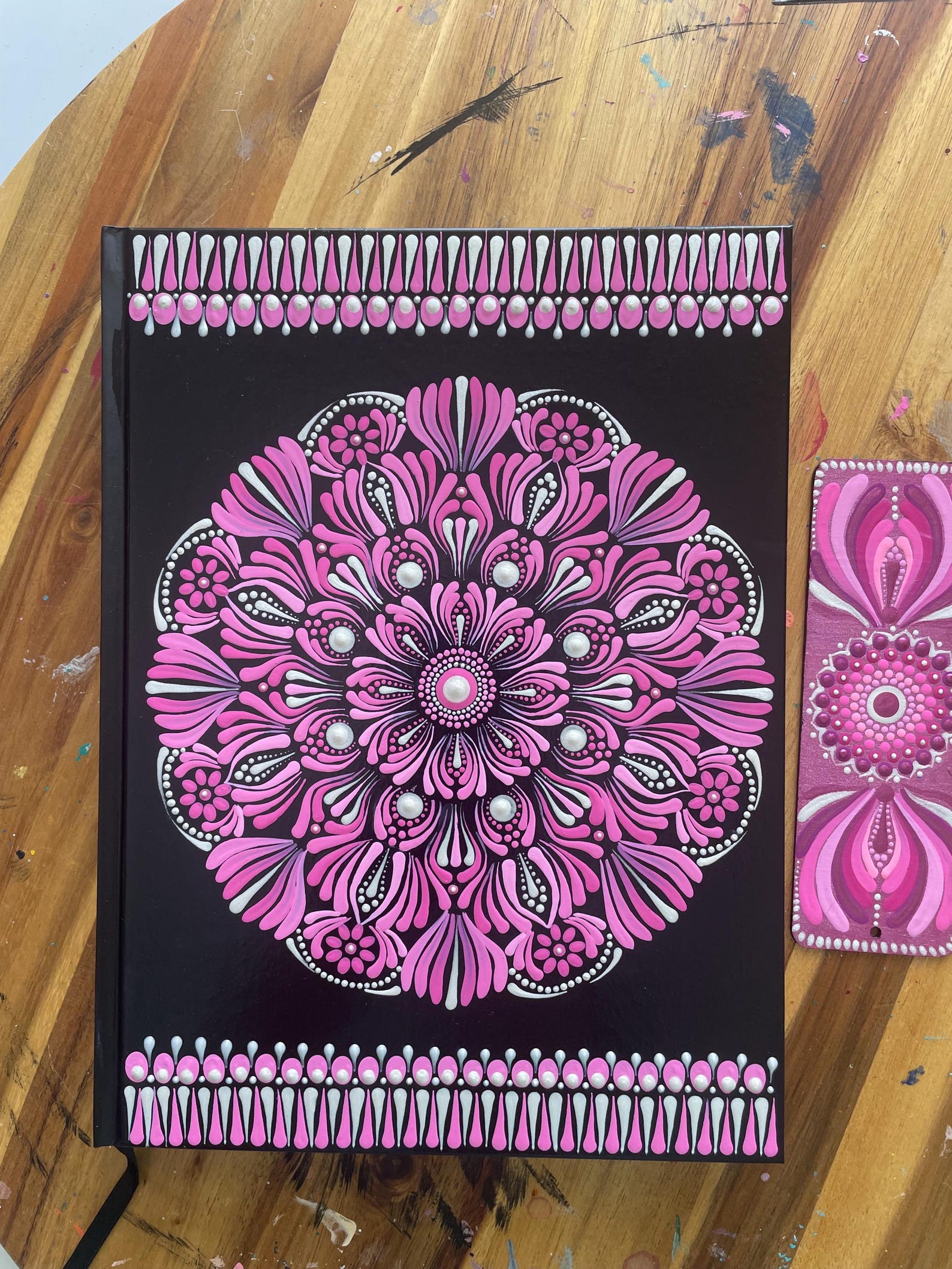 Hand-painted Mandala Journal-hardcover Ruled Notebook-diary Dot Art ...