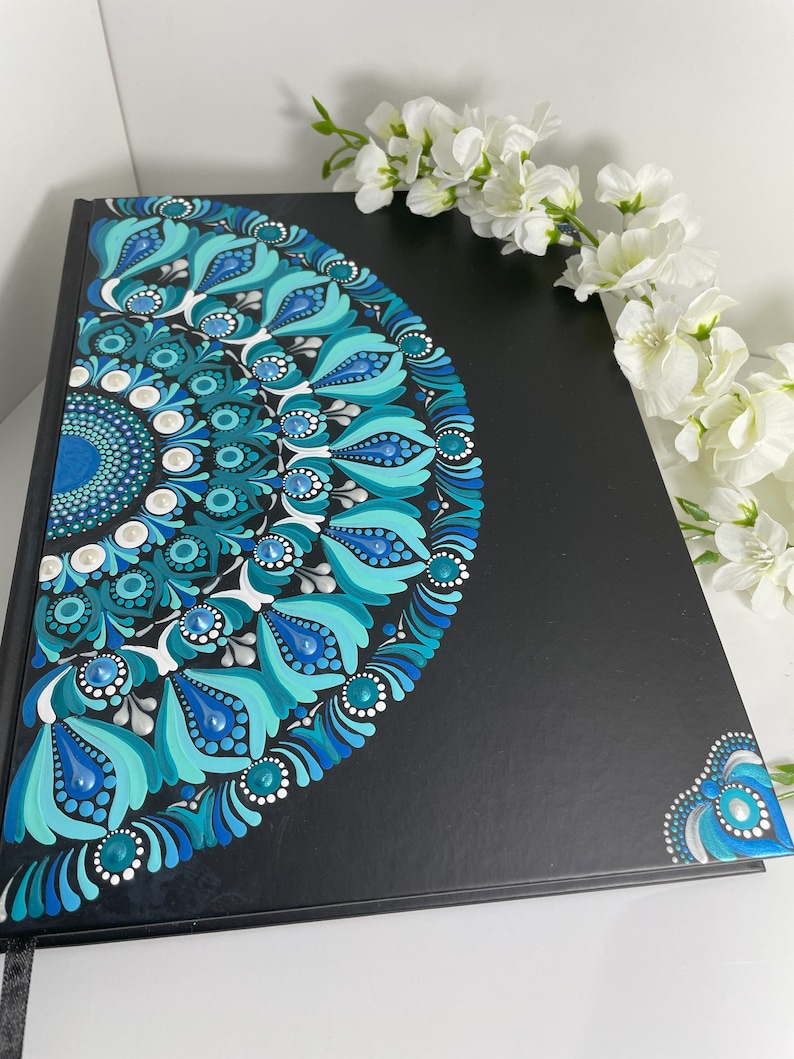 Hand-painted Mandala Journal-hardcover Ruled Notebook-diary Dot Art ...