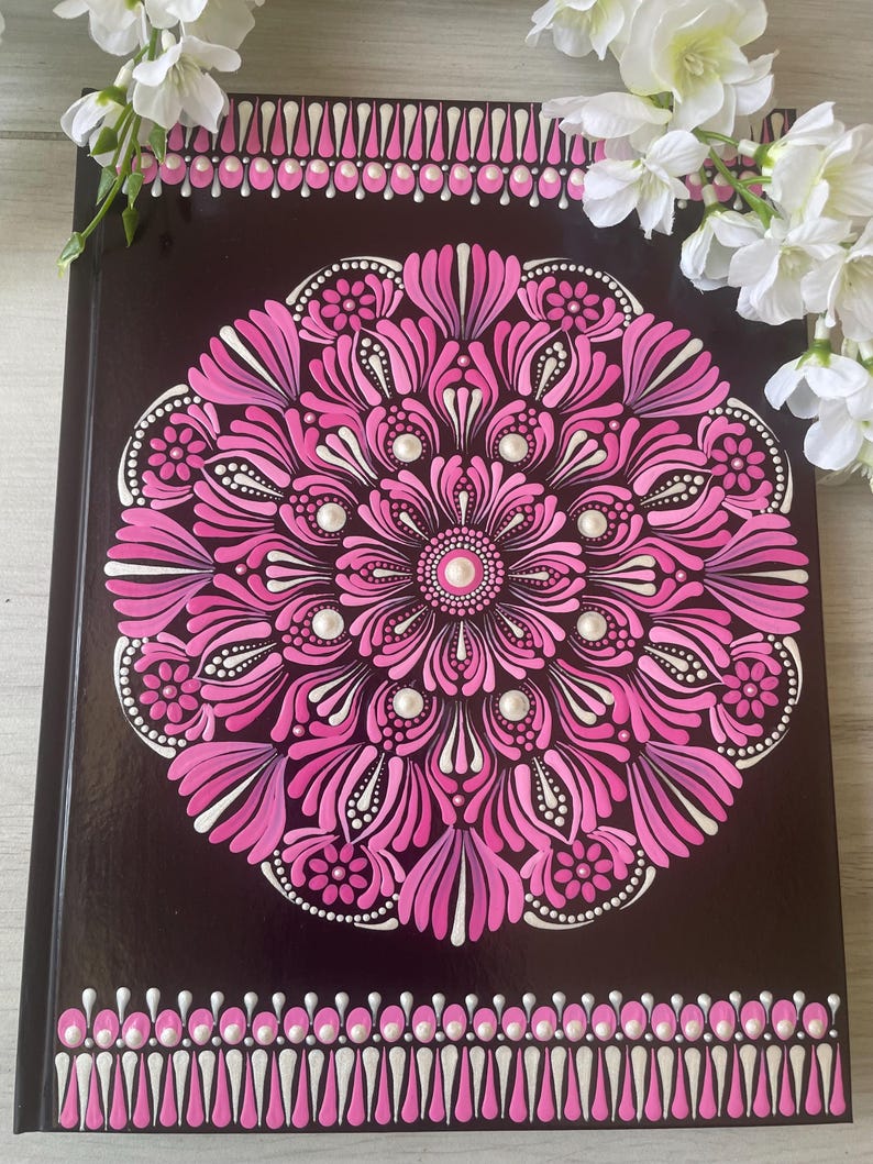 Hand-painted Mandala Journal-hardcover Ruled Notebook-diary Dot Art ...