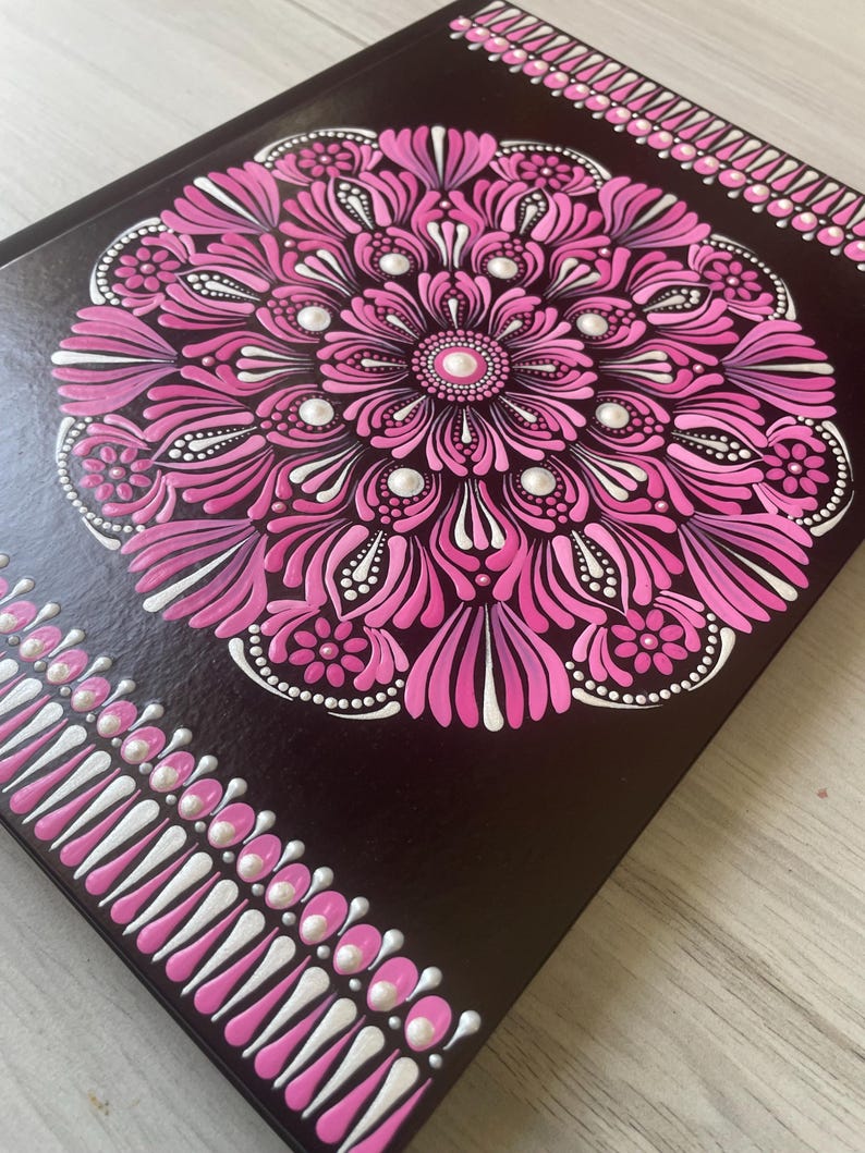 Hand-painted Mandala Journal-hardcover Ruled Notebook-diary Dot Art ...