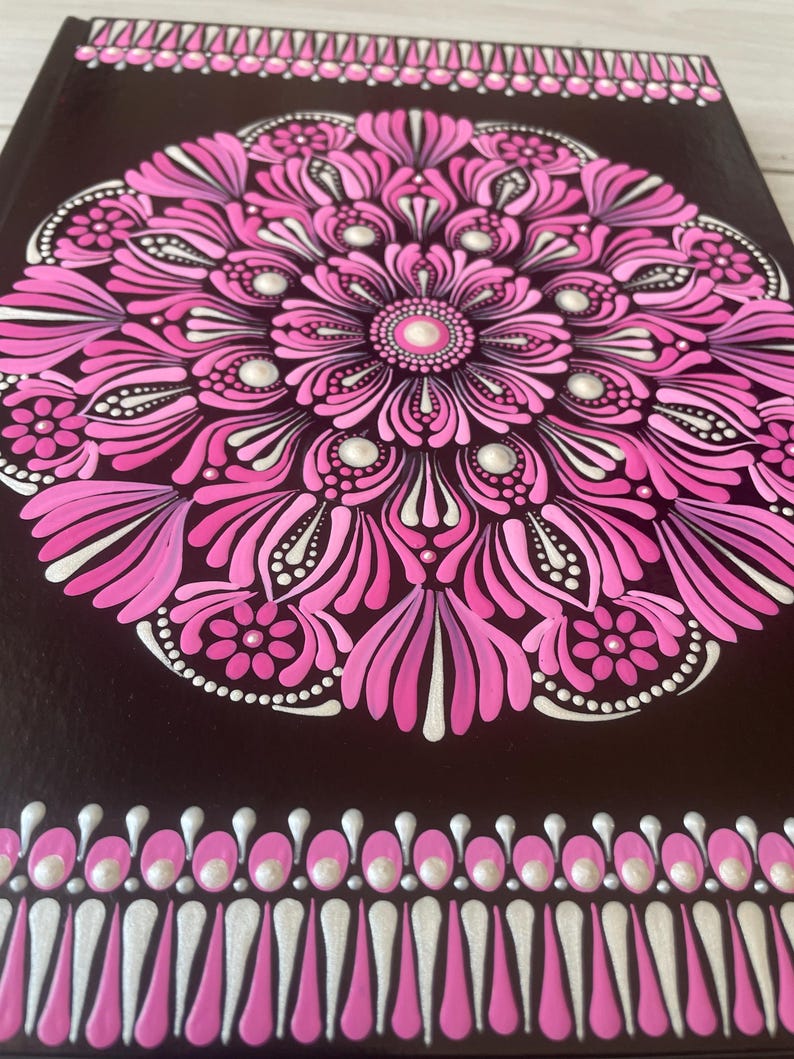 Hand-painted Mandala Journal-hardcover Ruled Notebook-diary Dot Art ...