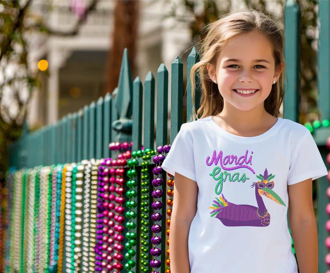 Louisiana Mardi Gras Pelican, Mardi Gras Mask and Beads, Digital ...