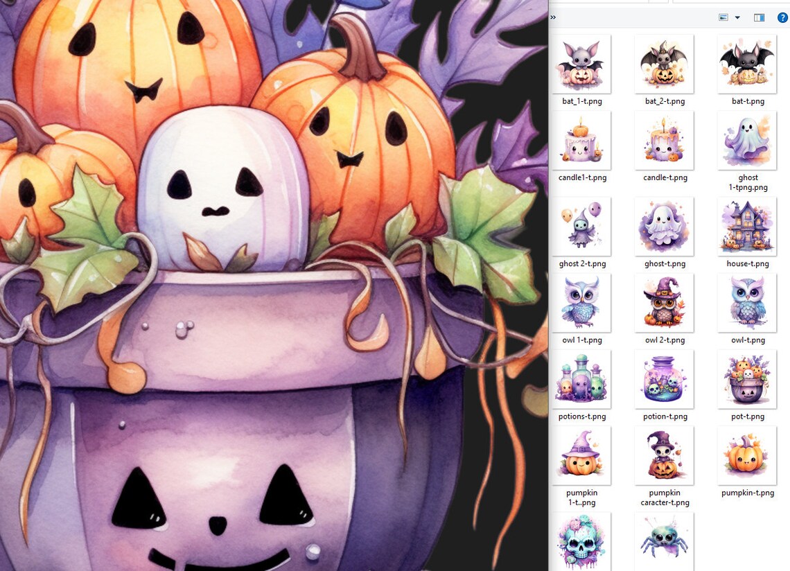 Cute Pastel Halloween Clipart Png, 20 Halloween Themed Watercolor ...