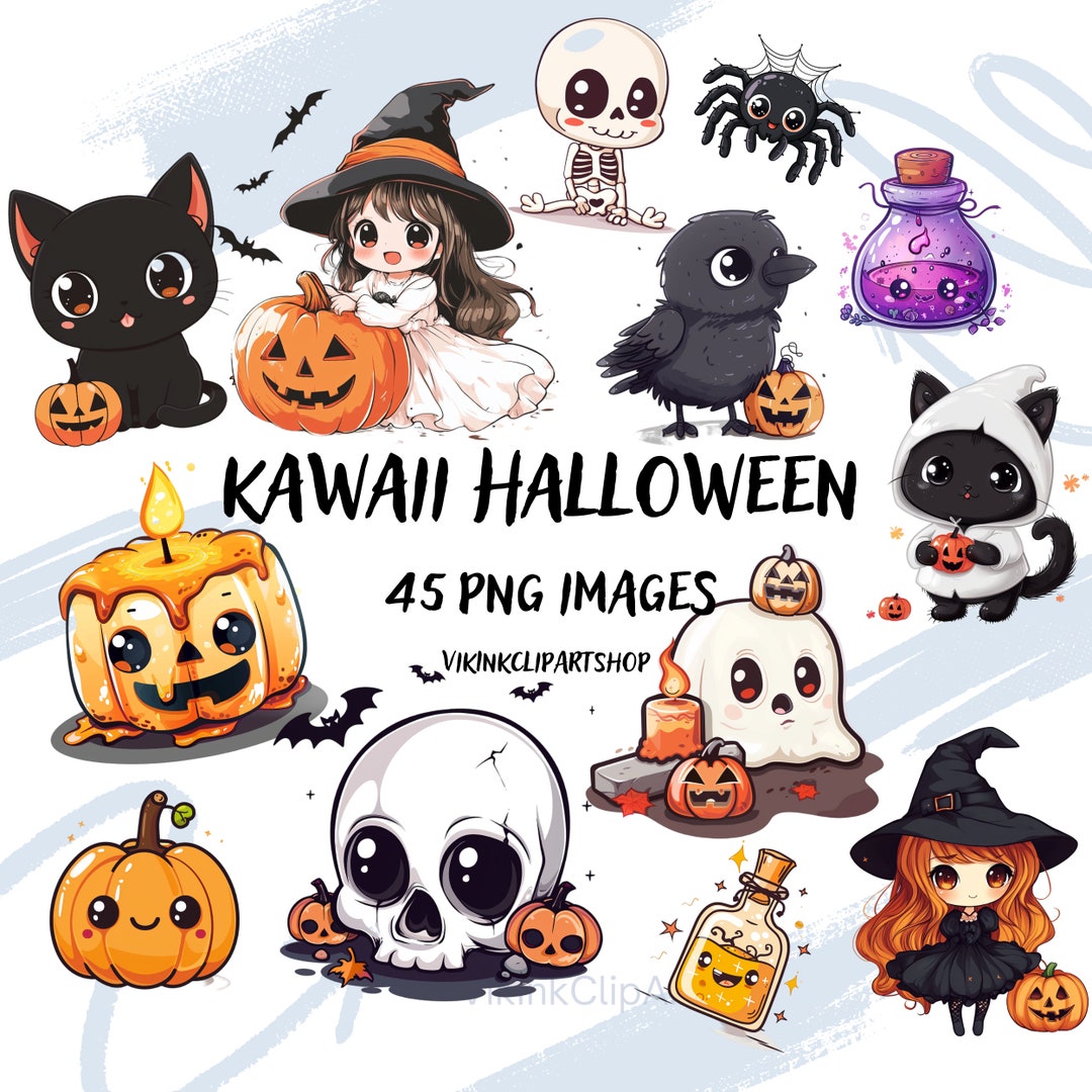 Kawaii Halloween Clipart Png, 45 Halloween Themed Commercial Use Clip ...