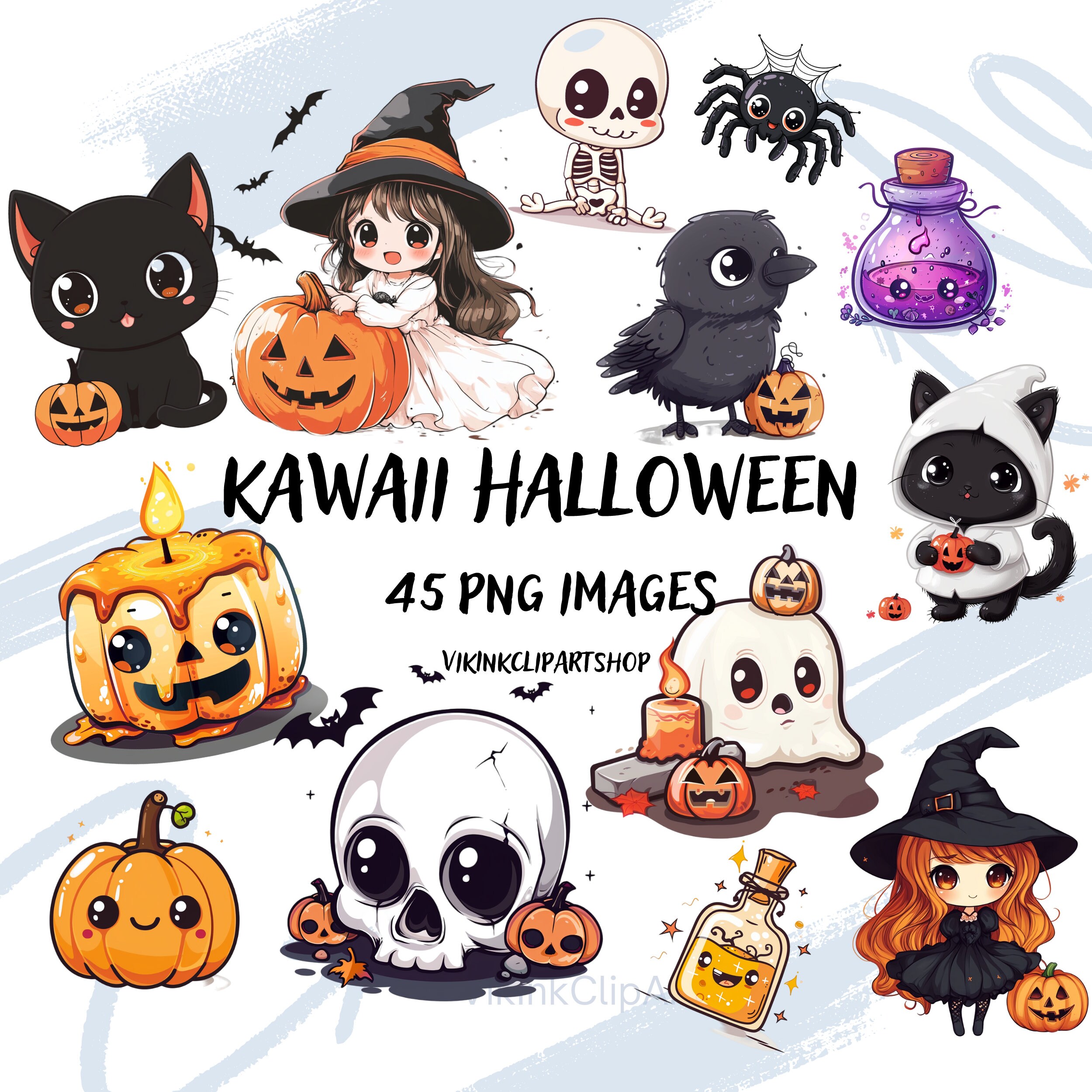 Kawaii Halloween Clipart Png, 45 Halloween Themed Commercial Use Clip ...