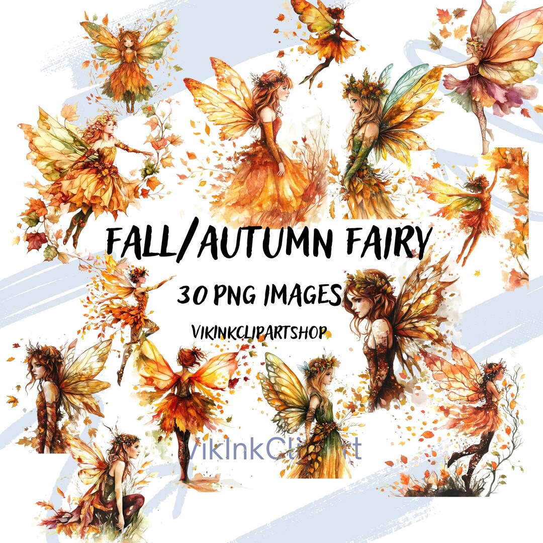 Fall/autumn Fairy Watercolor PNG Clipart, 30 Quality Fall/autumn Fairy ...