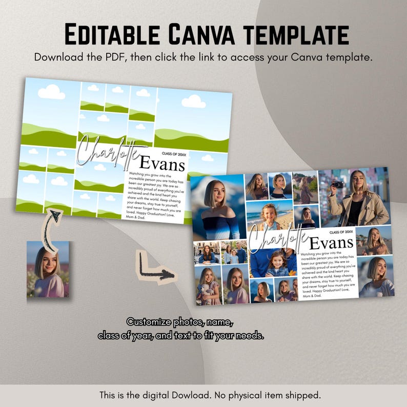 Half Page Yearbook Ad Template | Modern Photo Collage (digital Download ...