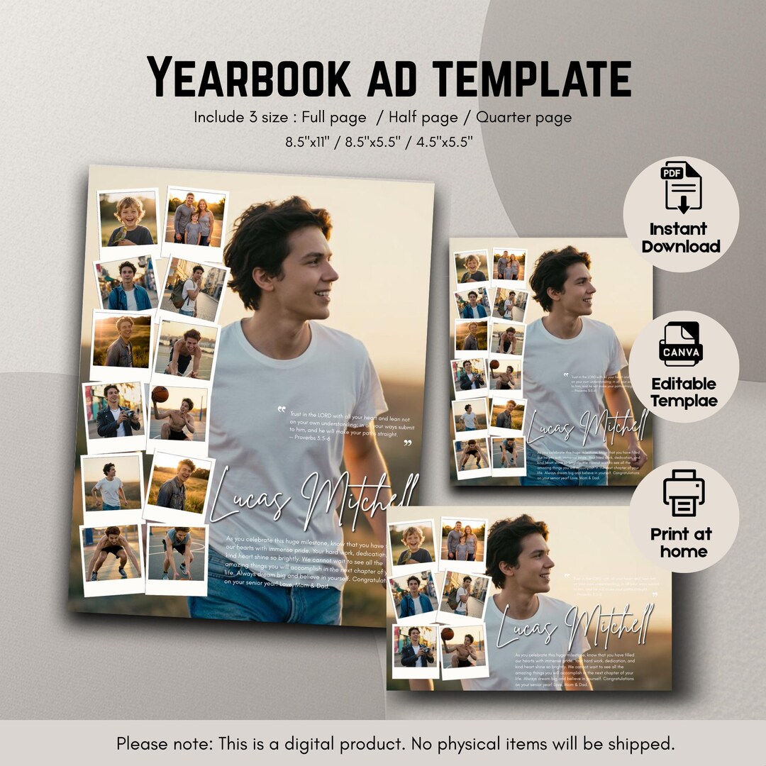 Yearbook Ad Template Bundle | Senior Tribute, Graduation Photo Collage ...