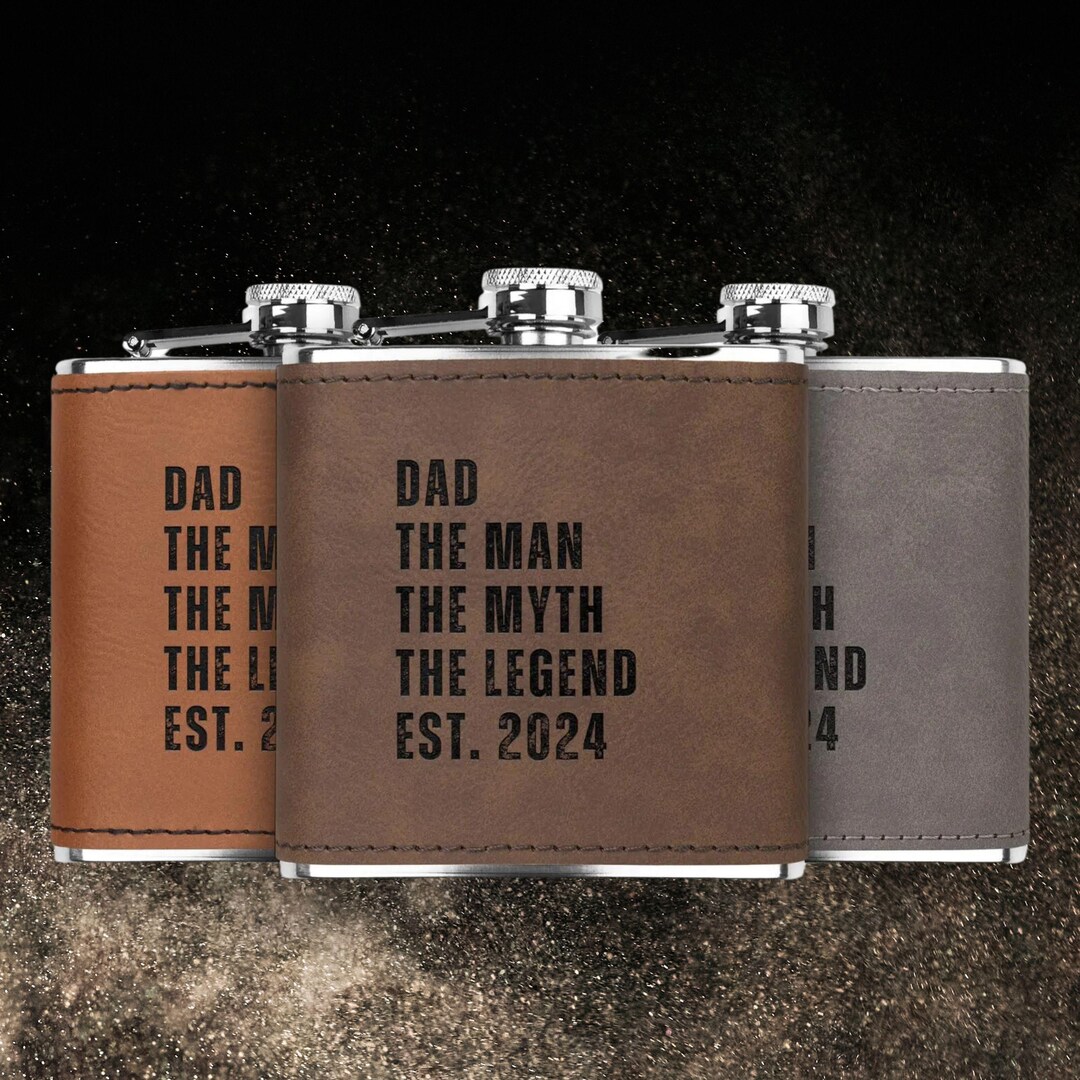 Personalized Leather Flask for Men, Custom Flask for Dad, Custom ...