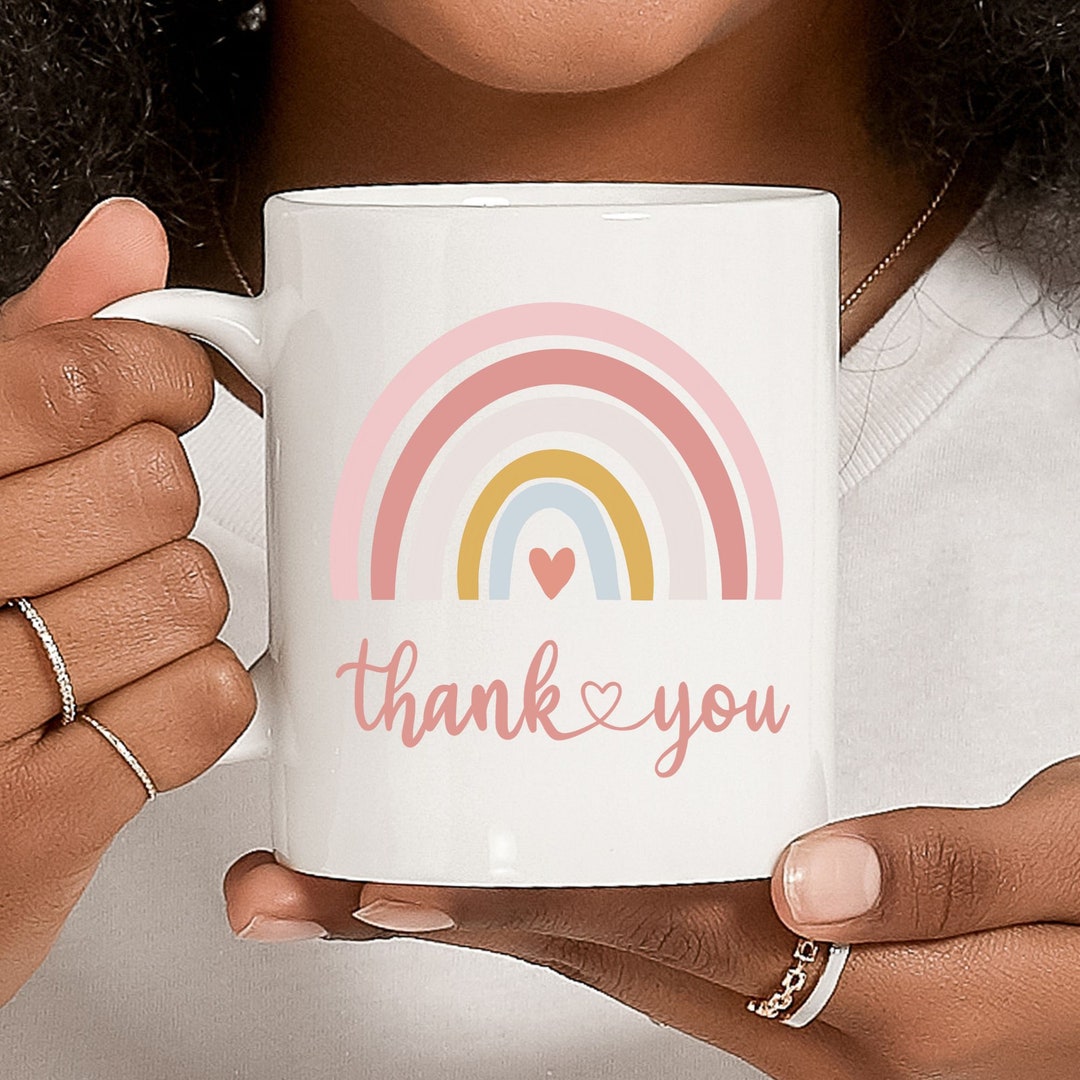 Thank You Rainbow Ceramic Coffee Mug, Thank You Gift, Host Gift ...