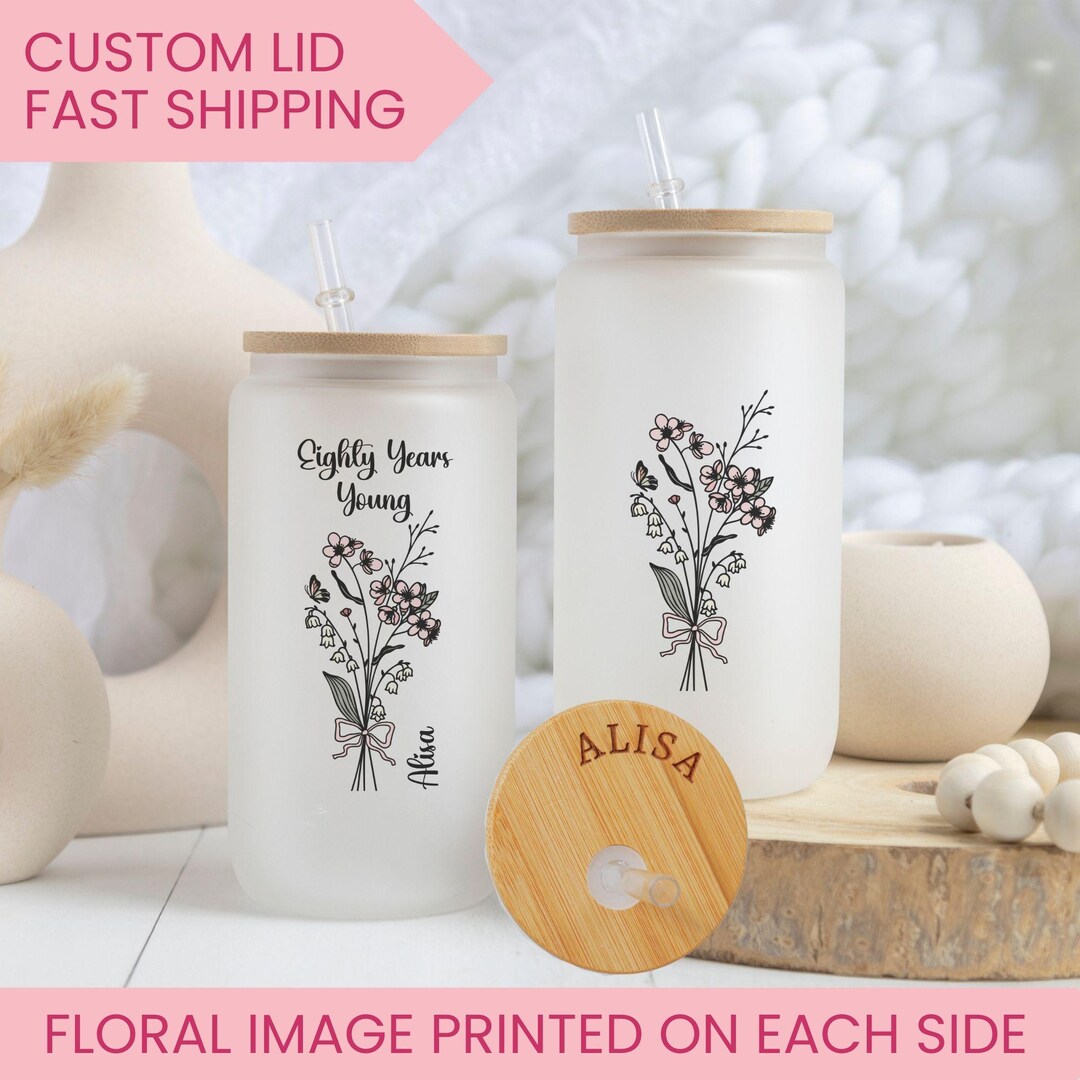 Personalized Birth Flower Birthday Glass Custom Birthday Gift for Her ...