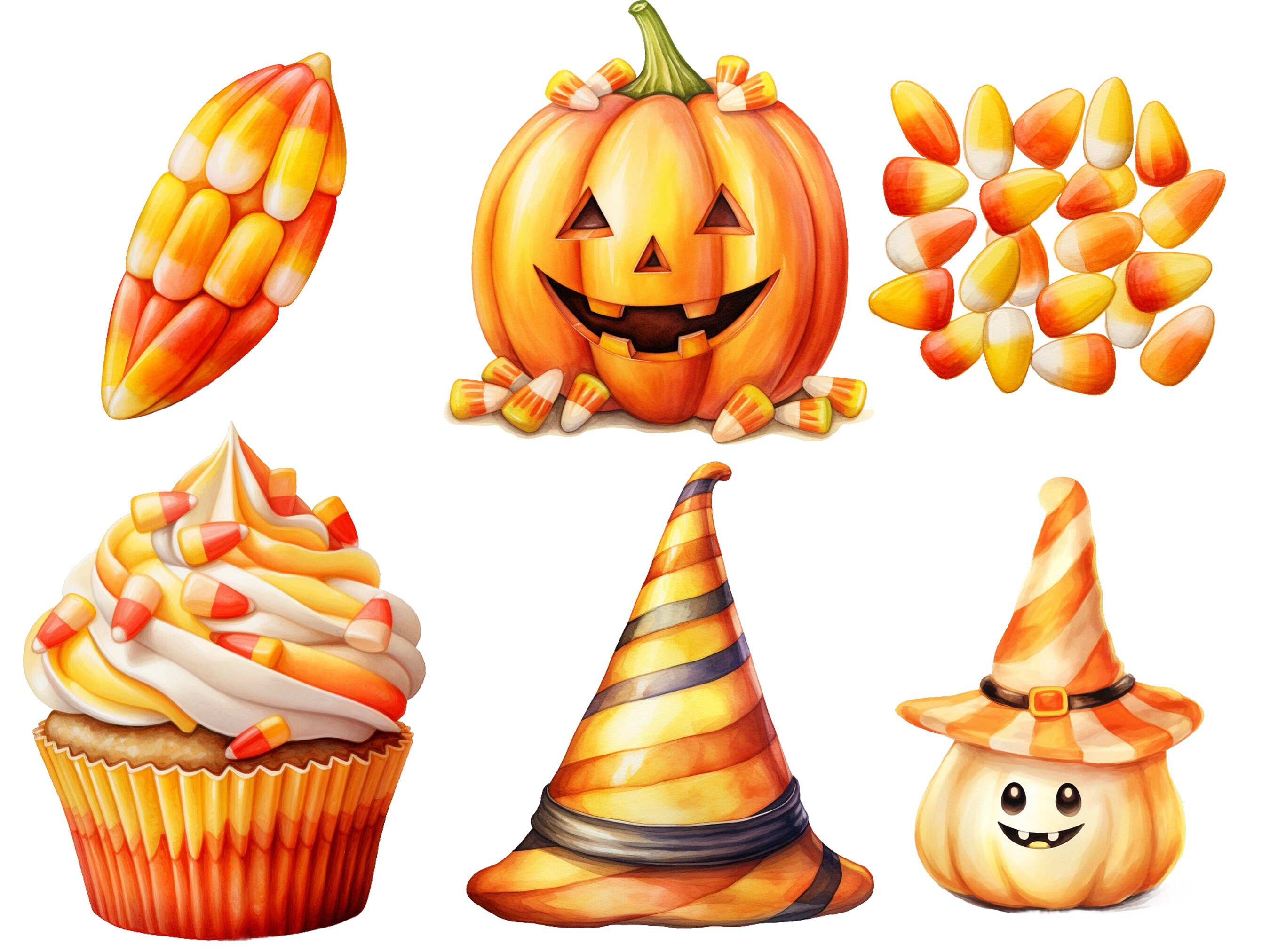 Candy Corn Clip Art, Halloween Candy Corn Clipart Bundle, Cute ...