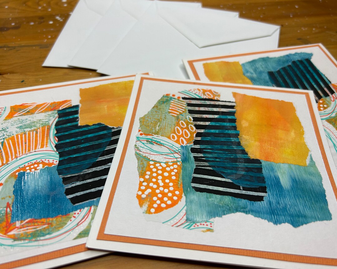 Set of 3 Colorful Collage Art Cards Originals 5x5 Cards - Etsy