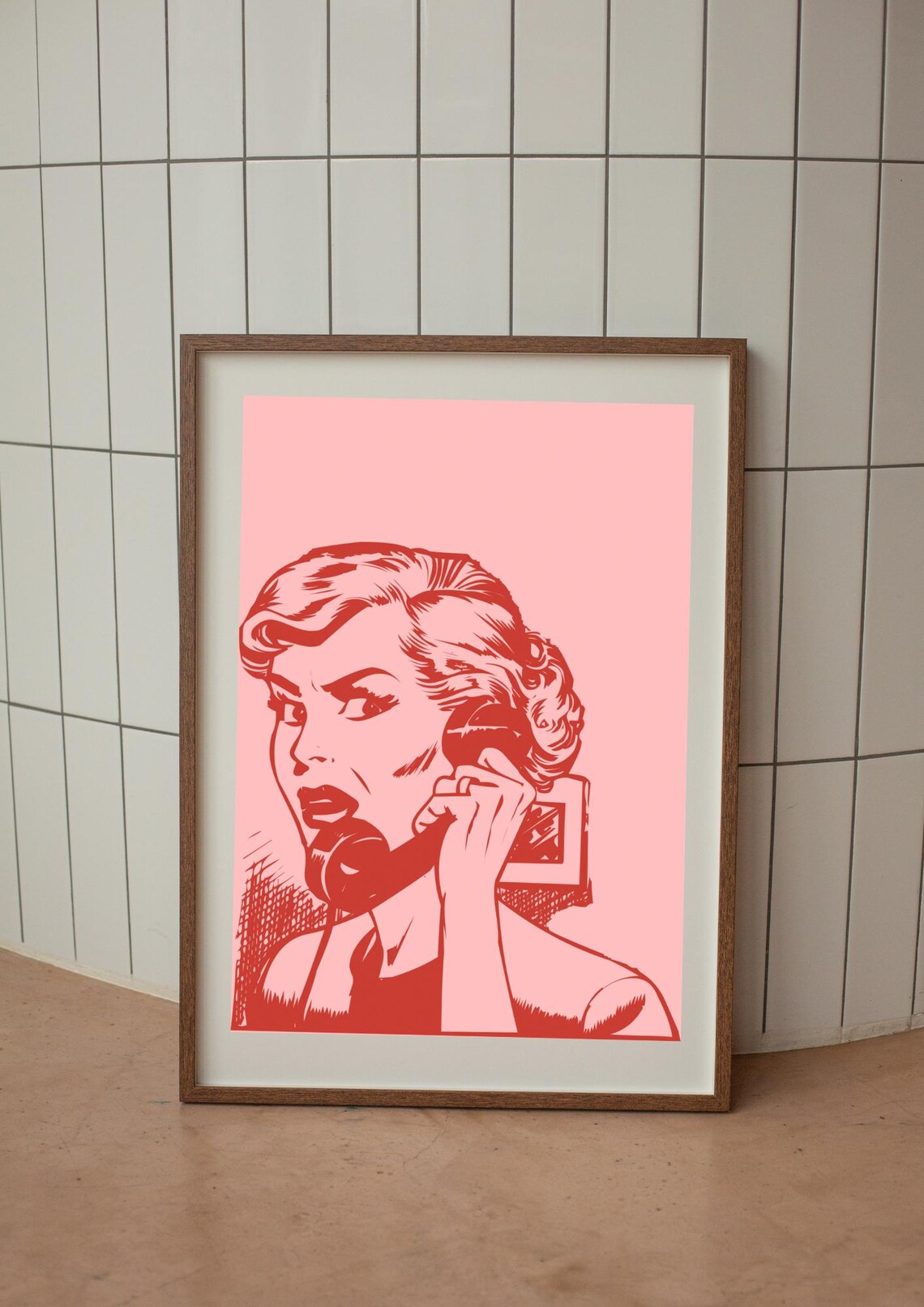 Retro Woman Poster Vintage Pink Poster 50s Wall Art Digital Print Red ...