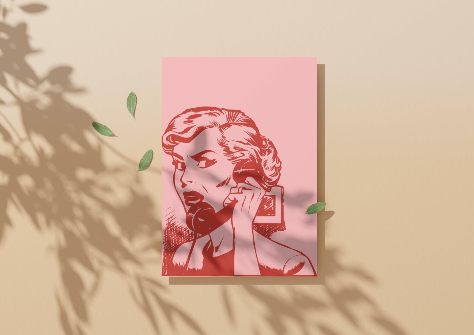 Retro Woman Poster Vintage Pink Poster 50s Wall Art Digital Print Red ...