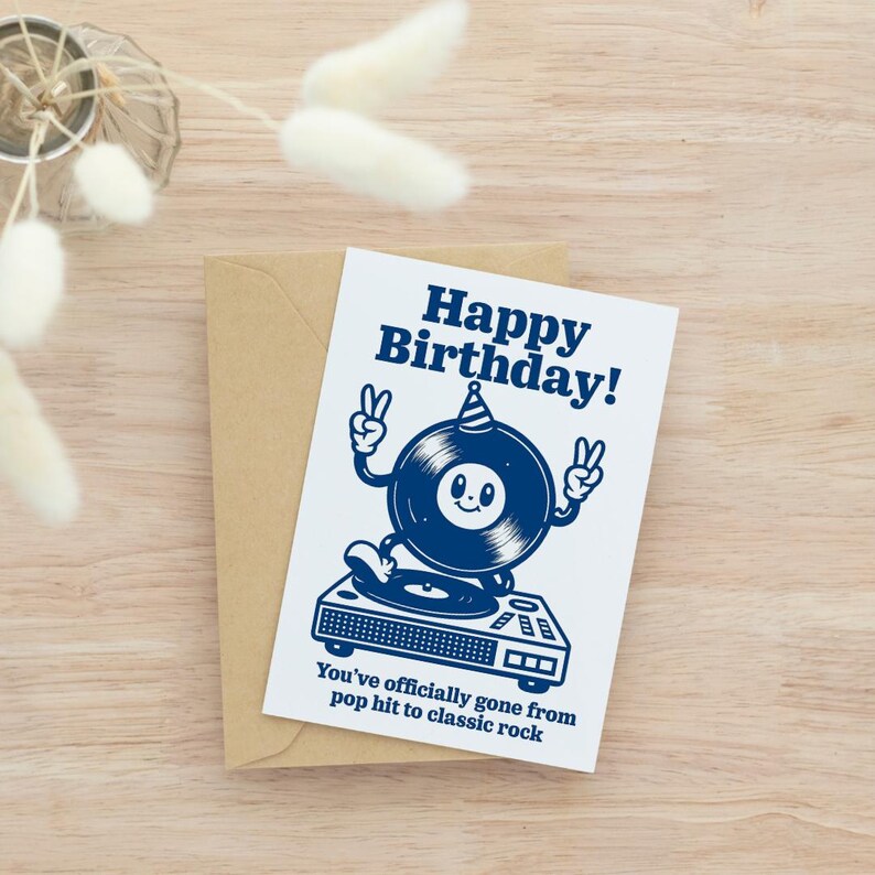 Classic Rock Birthday Card: Vintage Vinyl Design (printable PDF & JPG ...