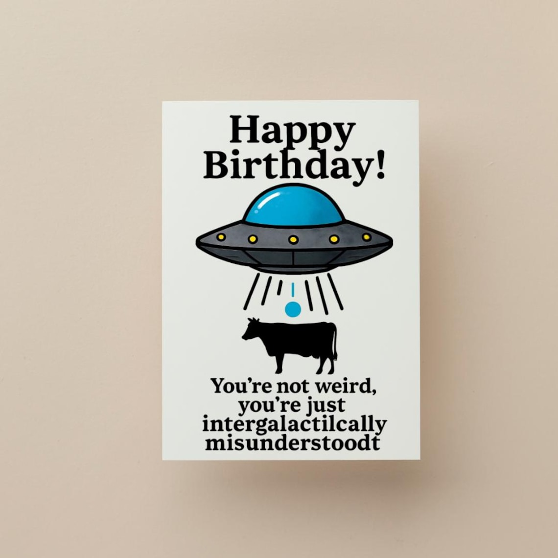 Digital Funny UFO Birthday Card - Weird Alien Themed - Etsy