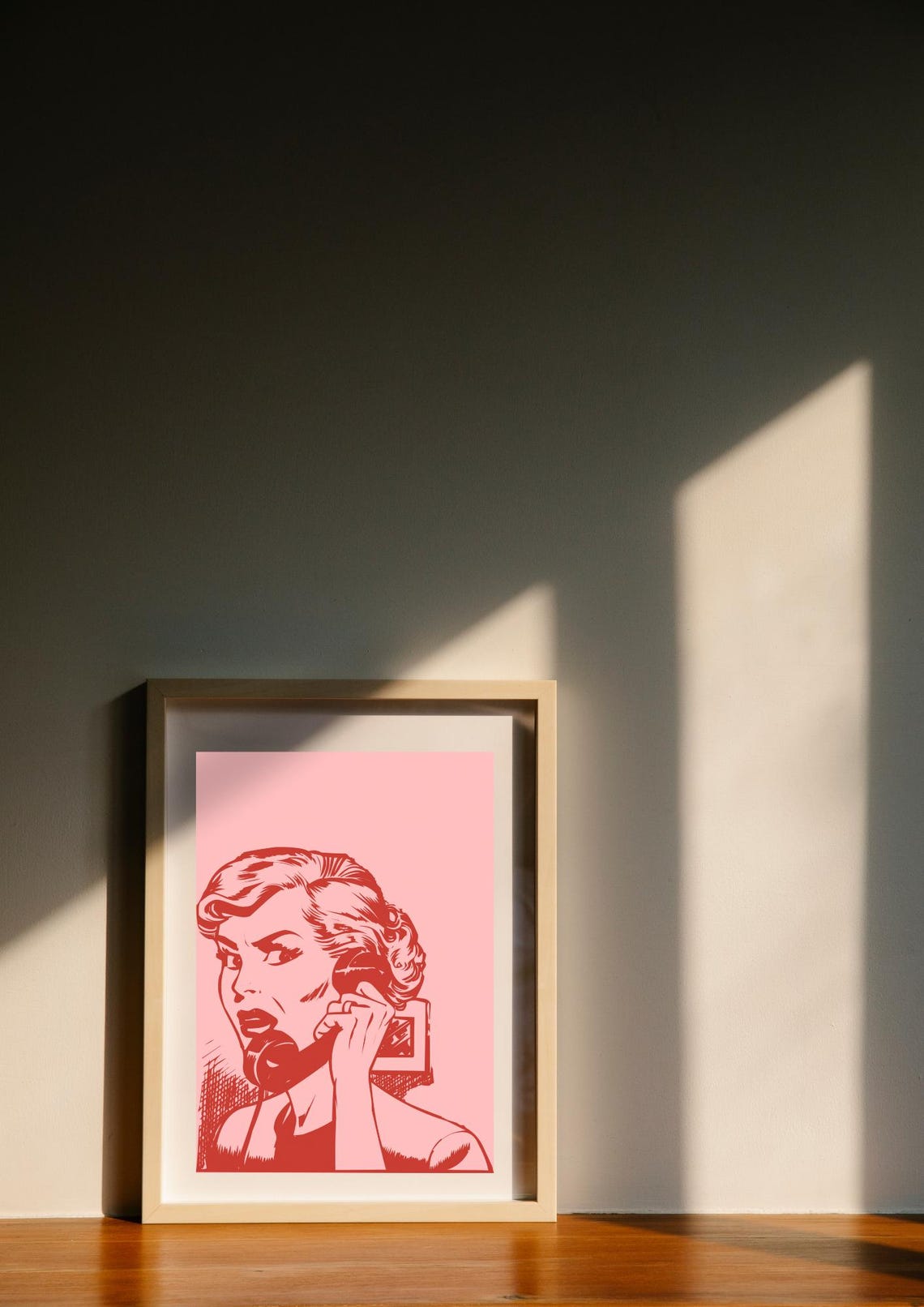 Retro Woman Poster Vintage Pink Poster 50s Wall Art Digital Print Red ...