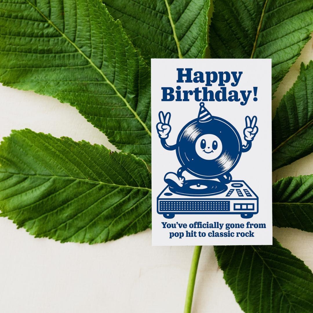 Classic Rock Birthday Card: Vintage Vinyl Design (printable PDF & JPG ...