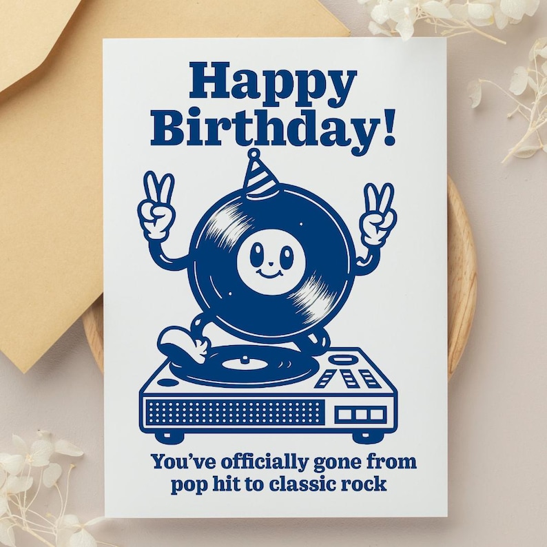 Classic Rock Birthday Card: Vintage Vinyl Design (printable PDF & JPG ...