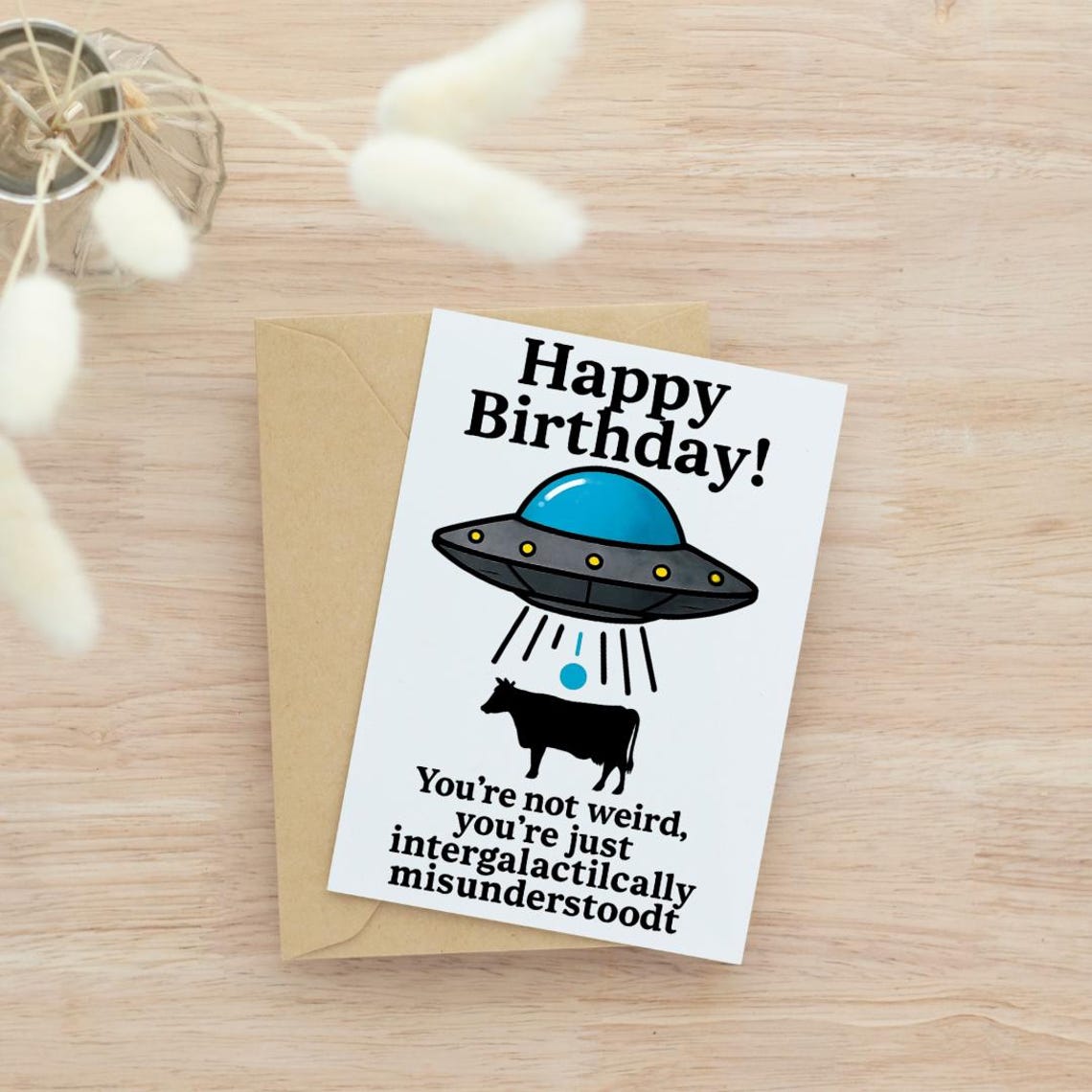 Digital Funny UFO Birthday Card - Weird Alien Themed - Etsy