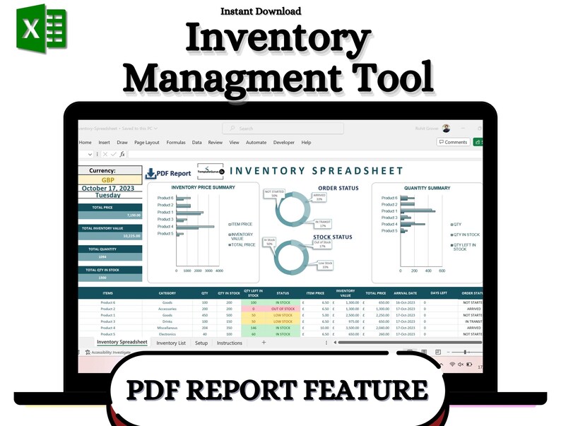 Inventory Management Excel Tool Template With Multi Current Feature and ...