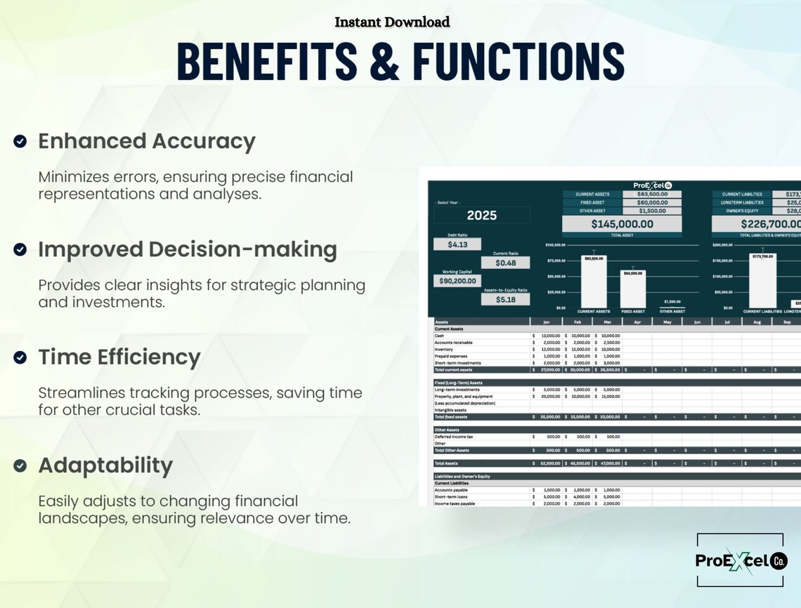 Financial Balance Sheet Dashboard Excel Template With Auto PDF Report ...