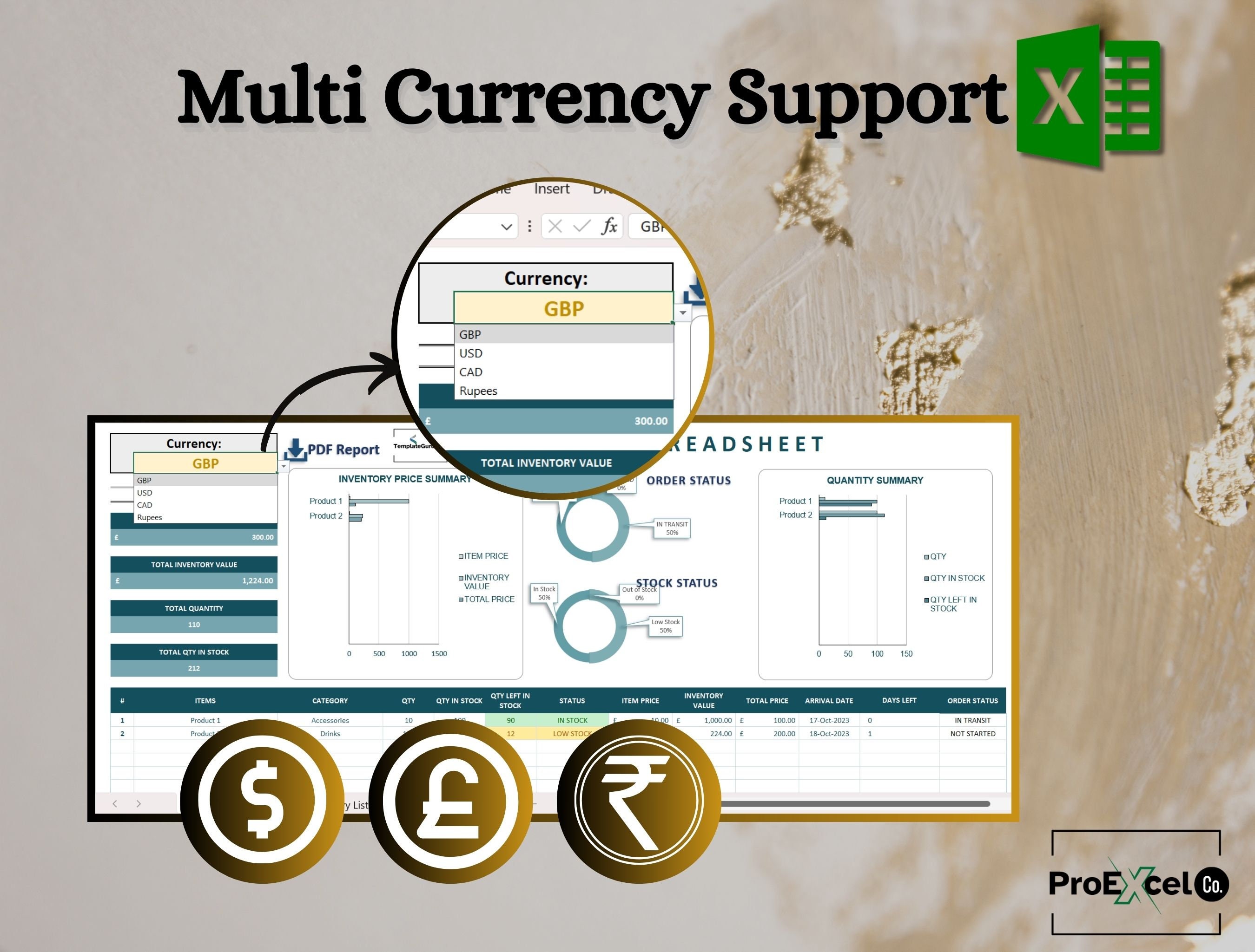 Inventory Management Excel Tool Template With Multi Current Feature and ...