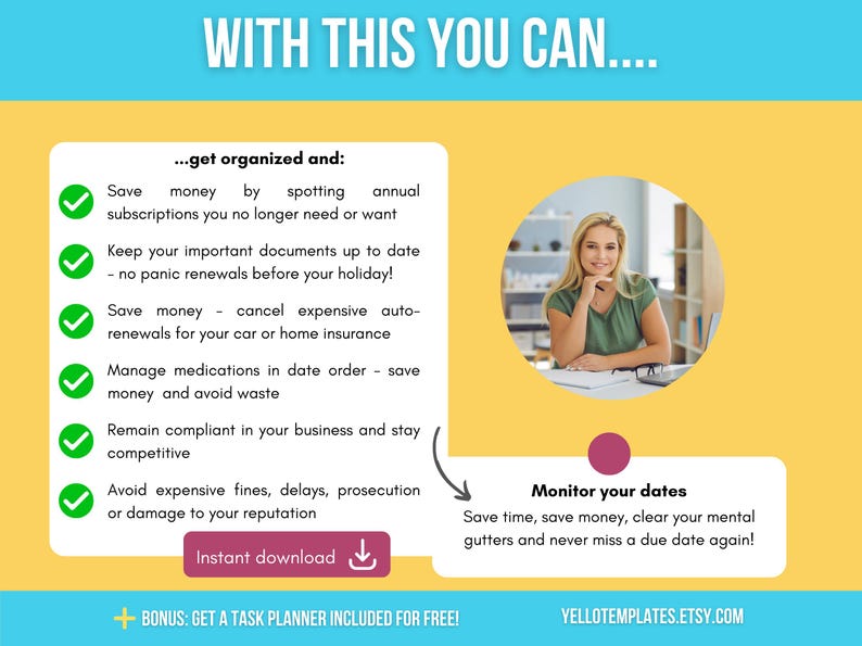 Expiration Date Tracker: Excel & Google Sheets Template (digital ...