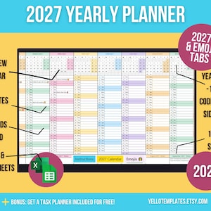 2027 Excel And Google Sheets Monthly Calendar 2027 Simple Yearly